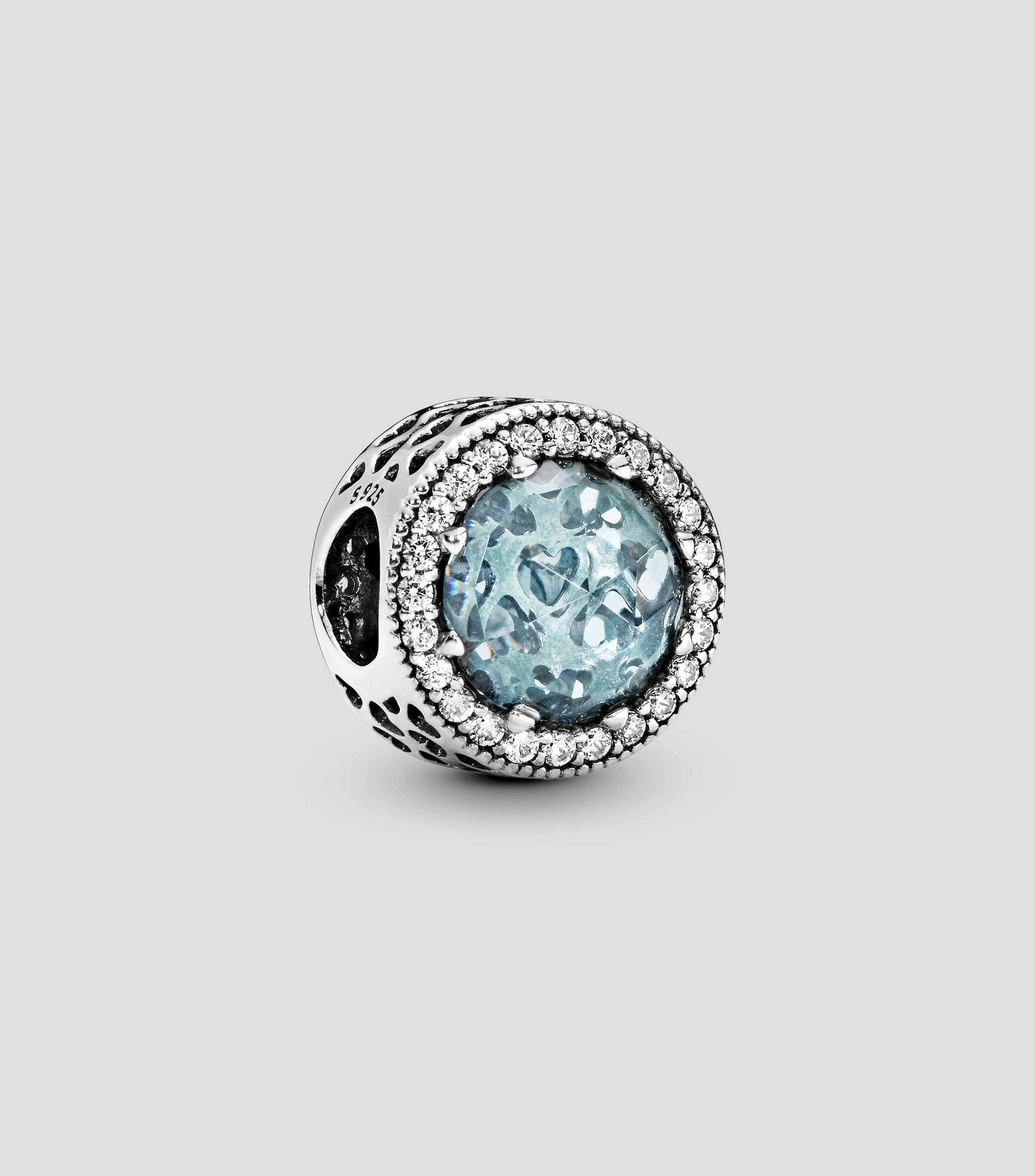 Pandora Charm en plata .925 Glaciar azul resplandeciente con piedras ...