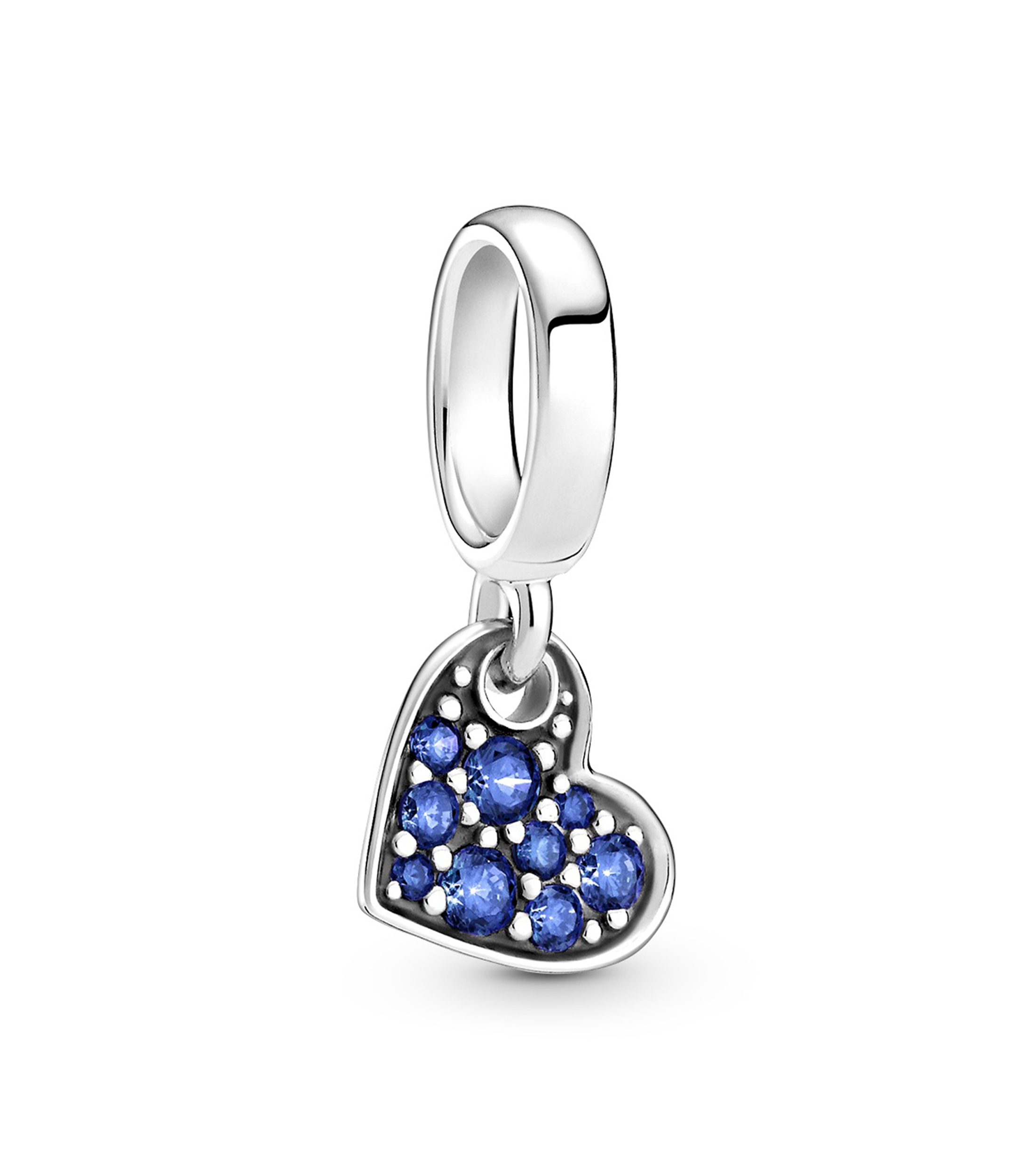 Pandora Charm Colgante Corazón Inclinado en Pavé Azul Estelar Mujer ...