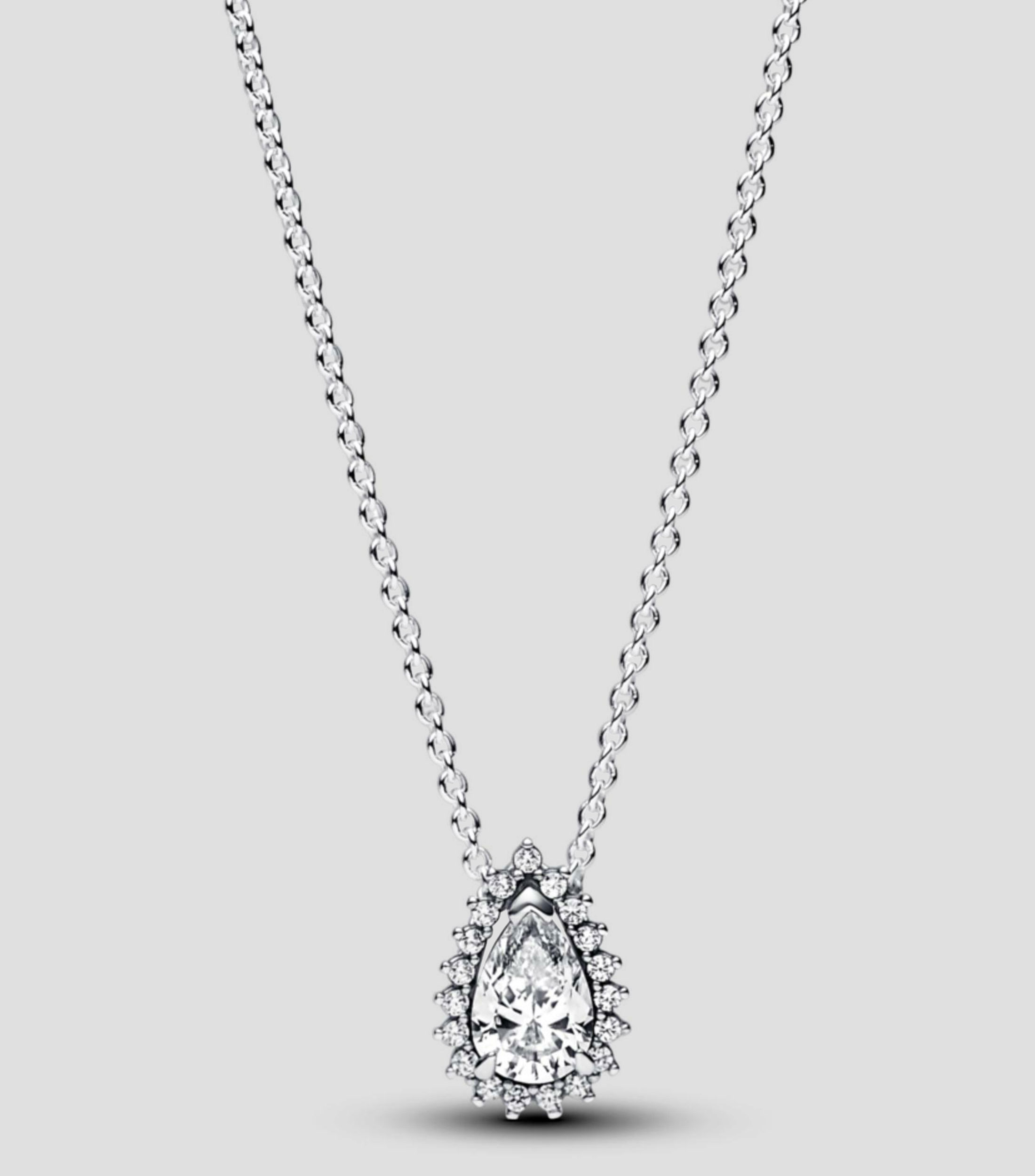 Pandora: Collar Halo Pera brillante en plata Pandora Timeless Mujer ...