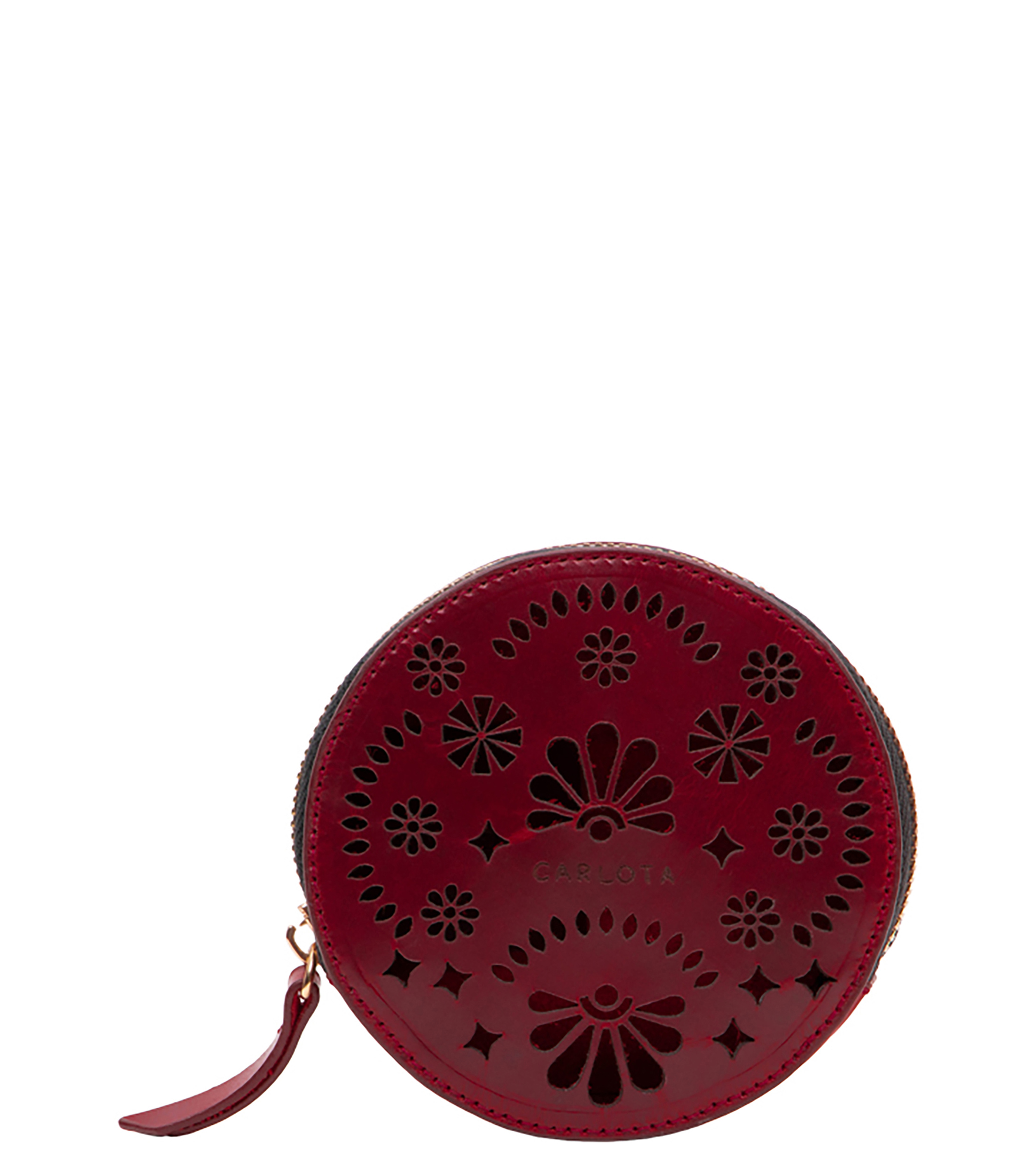 Carlota: Monedero rojo en piel con calados Mujer | El Palacio de Hierro