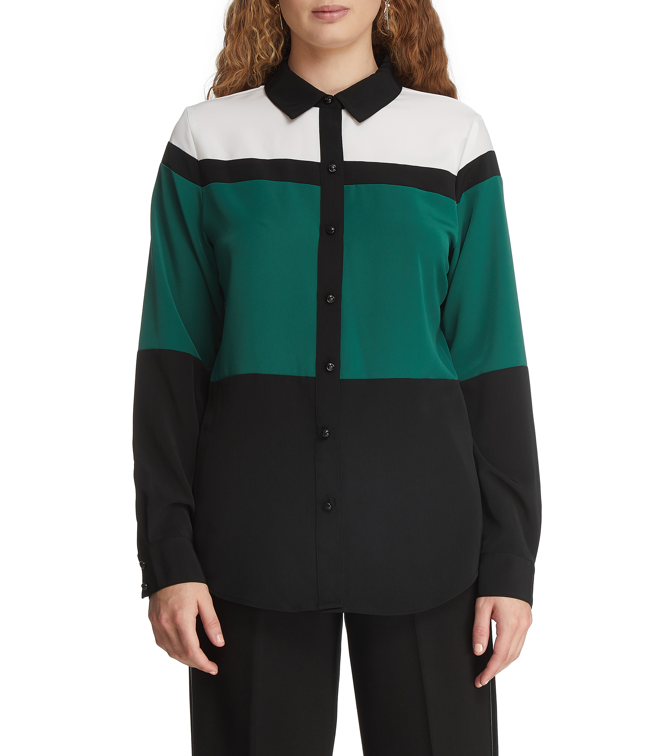 Karl Lagerfeld: Camisa con bloques de color manga larga Mujer | El ...