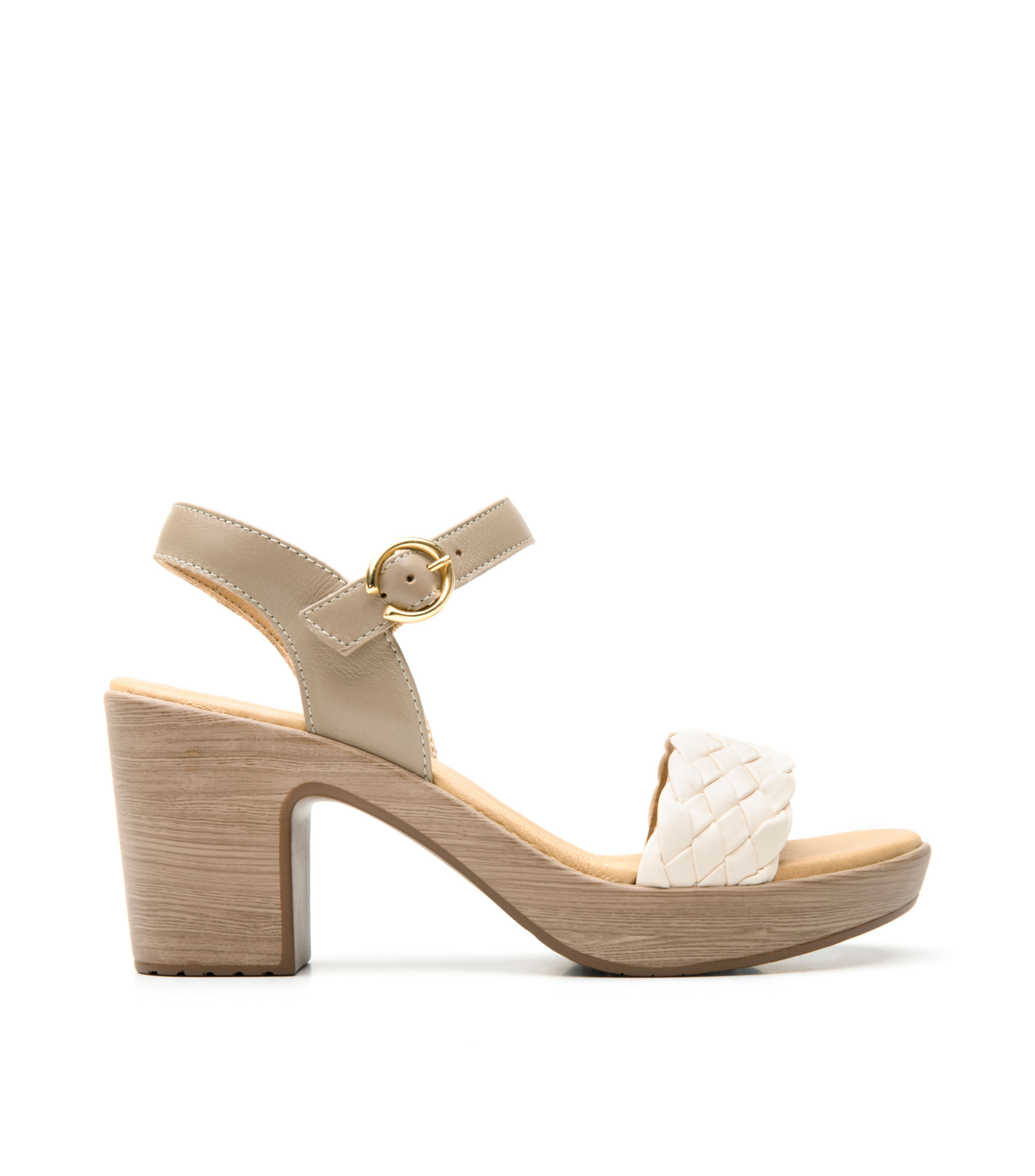 Flexi: Sandalias beige con Tacón Alto Ancho Lory Mujer | El Palacio de ...