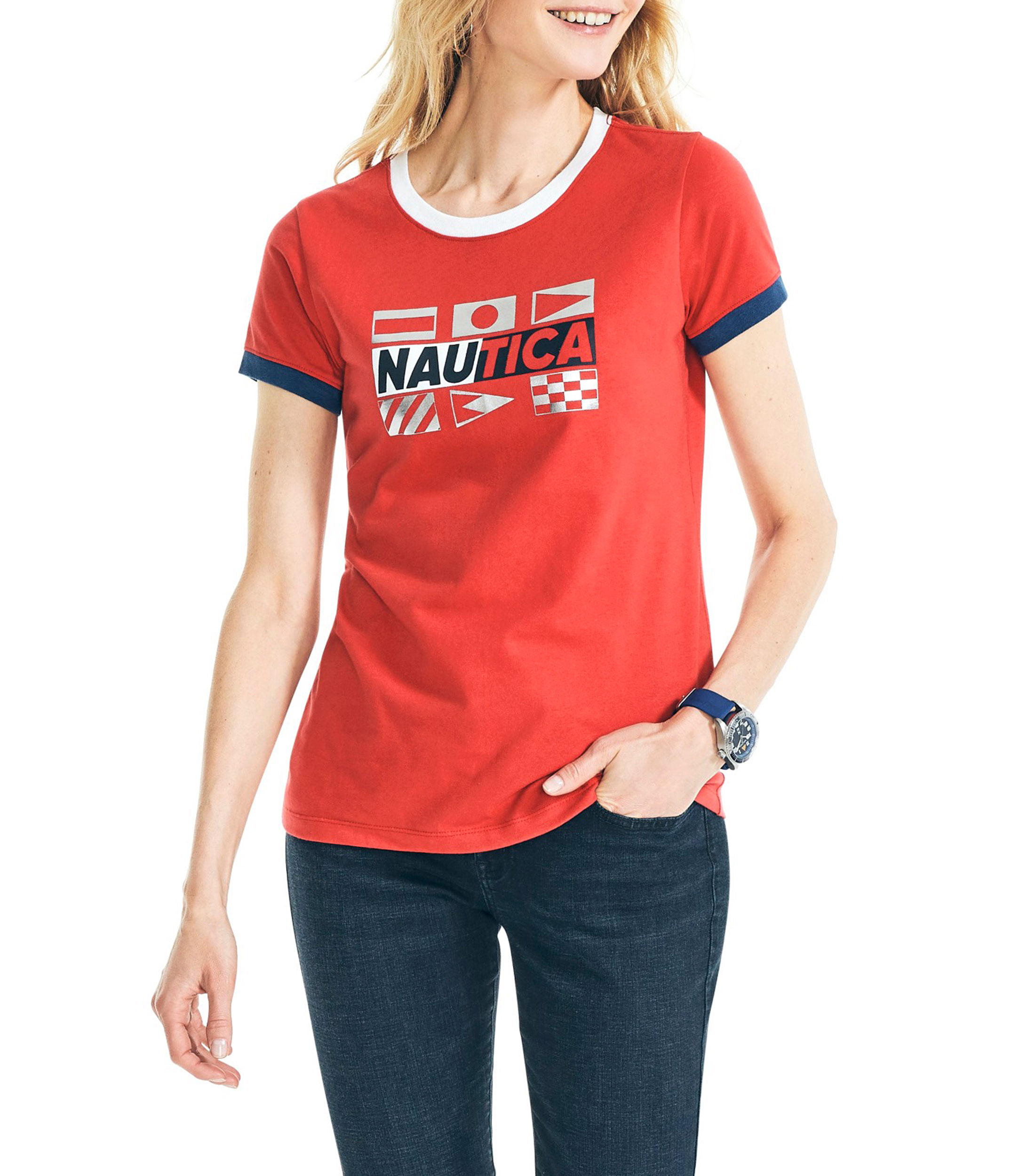 Nautica Playera roja de manga corta Mujer - El Palacio de Hierro