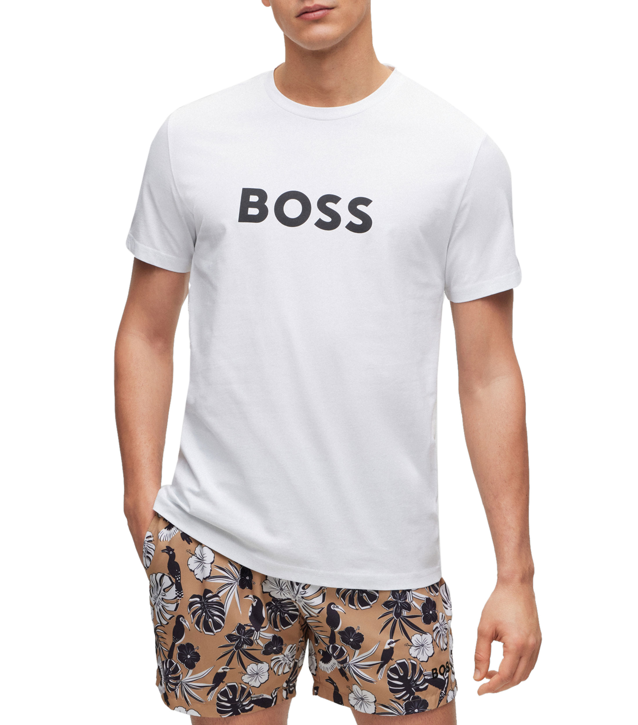 Boss: Playera de cuello redondo con manga corta en algodón orgánico y ...