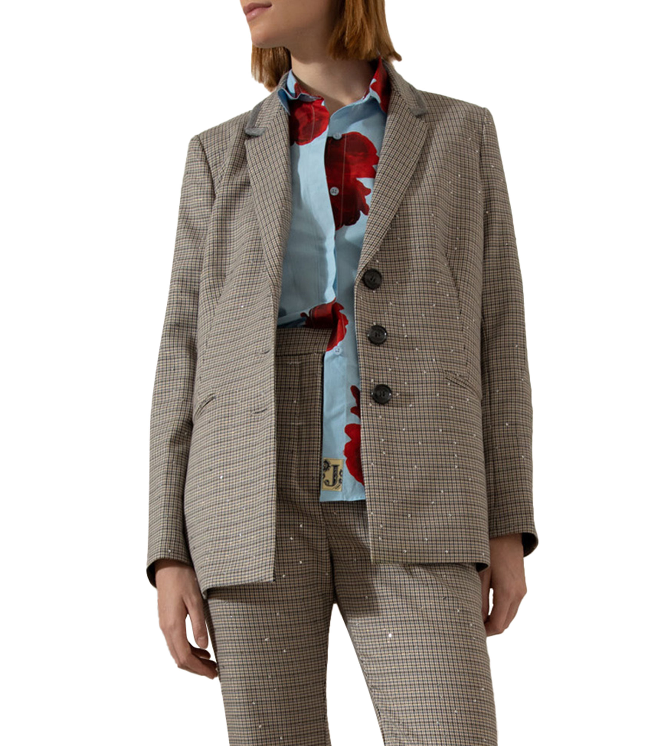 Jazmin Chebar: Blazer confeccionado 100% en tela a cuadros Mujer | El ...