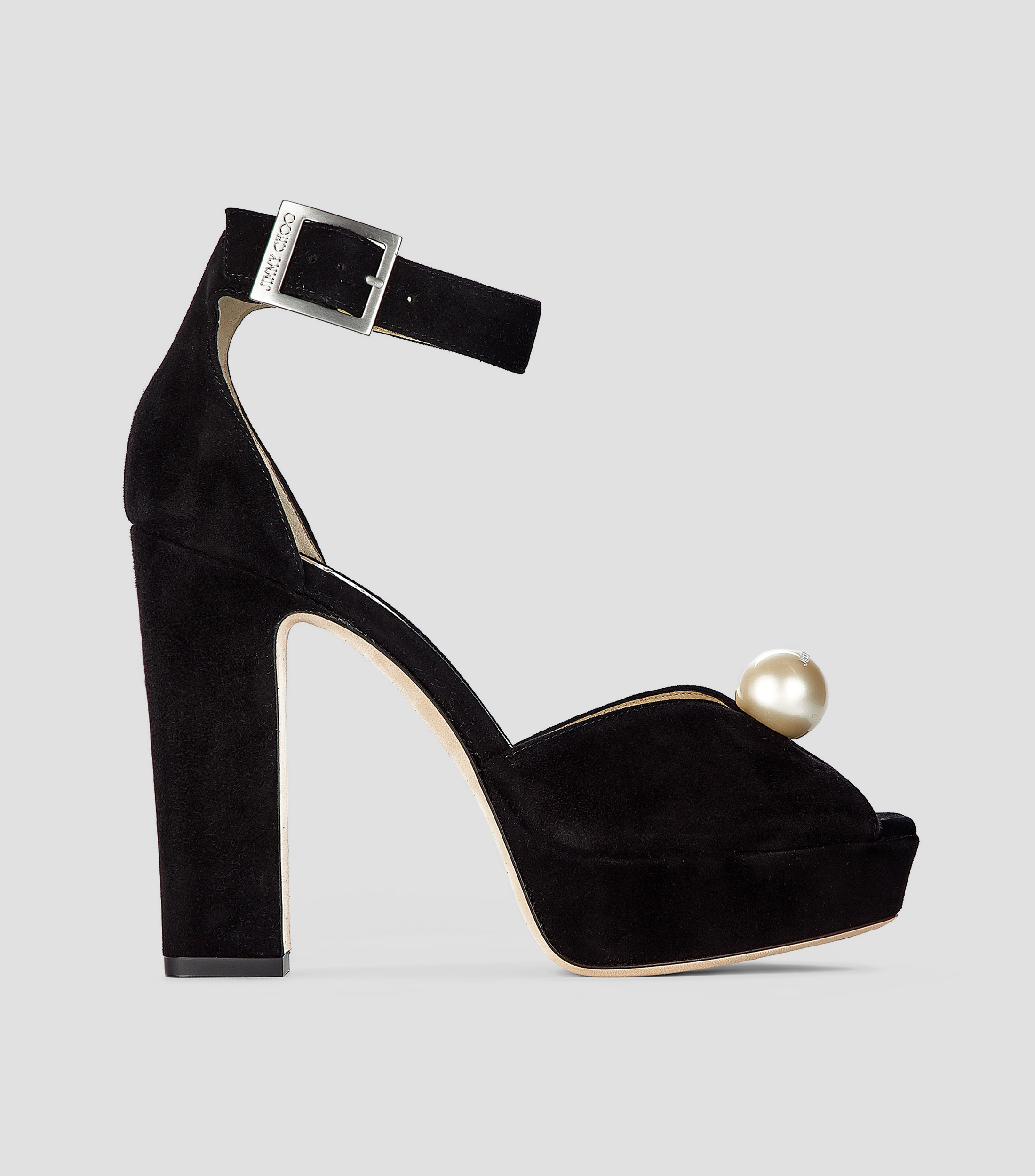 Jimmy Choo: Sandalias de tacón alto ancho con perlas Socorie Mujer | El ...