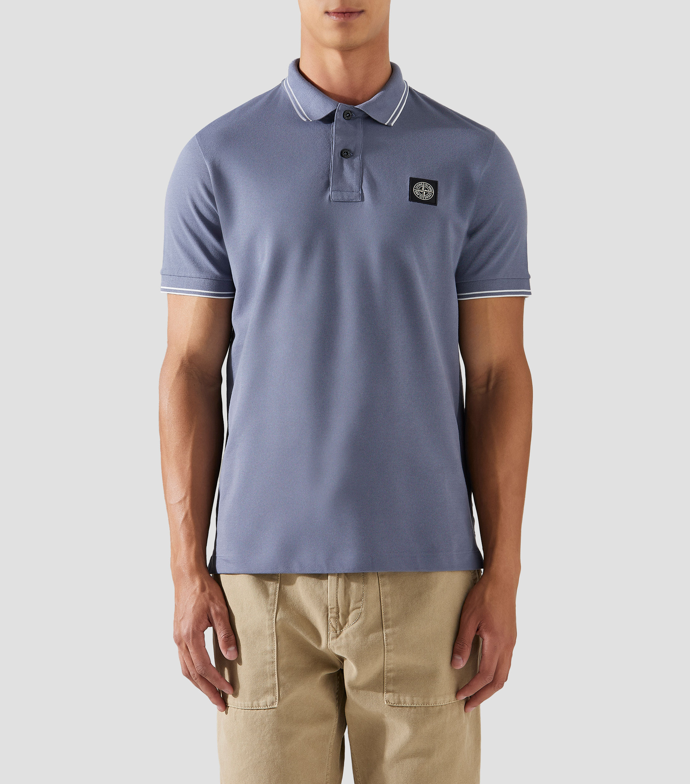 Stone Island: Playera tipo polo sólida de manga corta Hombre | El ...