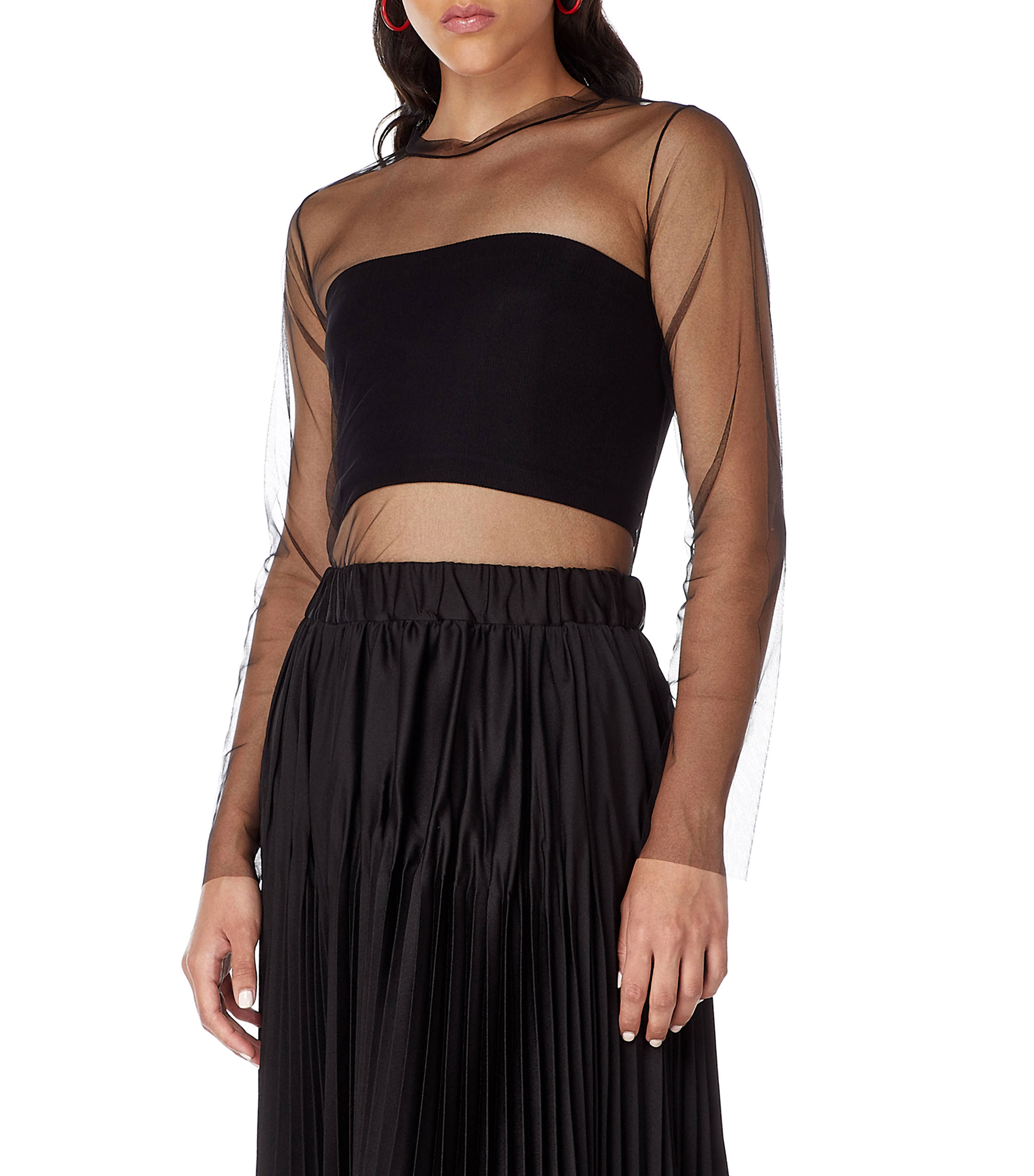 Fabiana Filippi: Blusa transparente de malla con manga larga Mujer | El ...