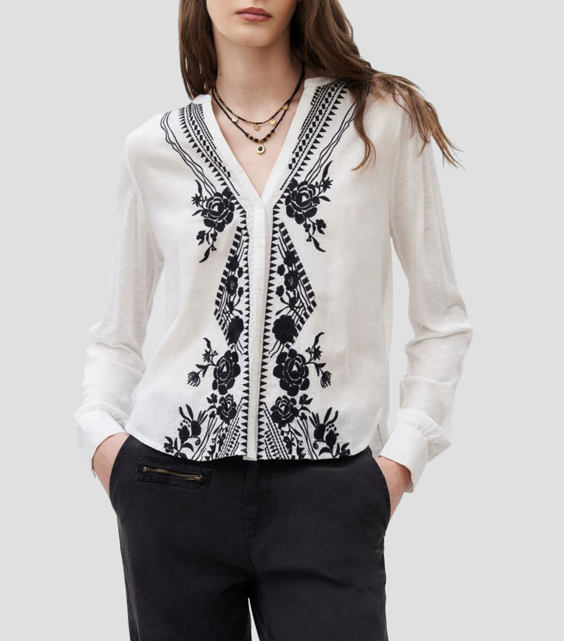 Rapsodia: Blusa con bordado de manga larga Mujer | El Palacio de Hierro