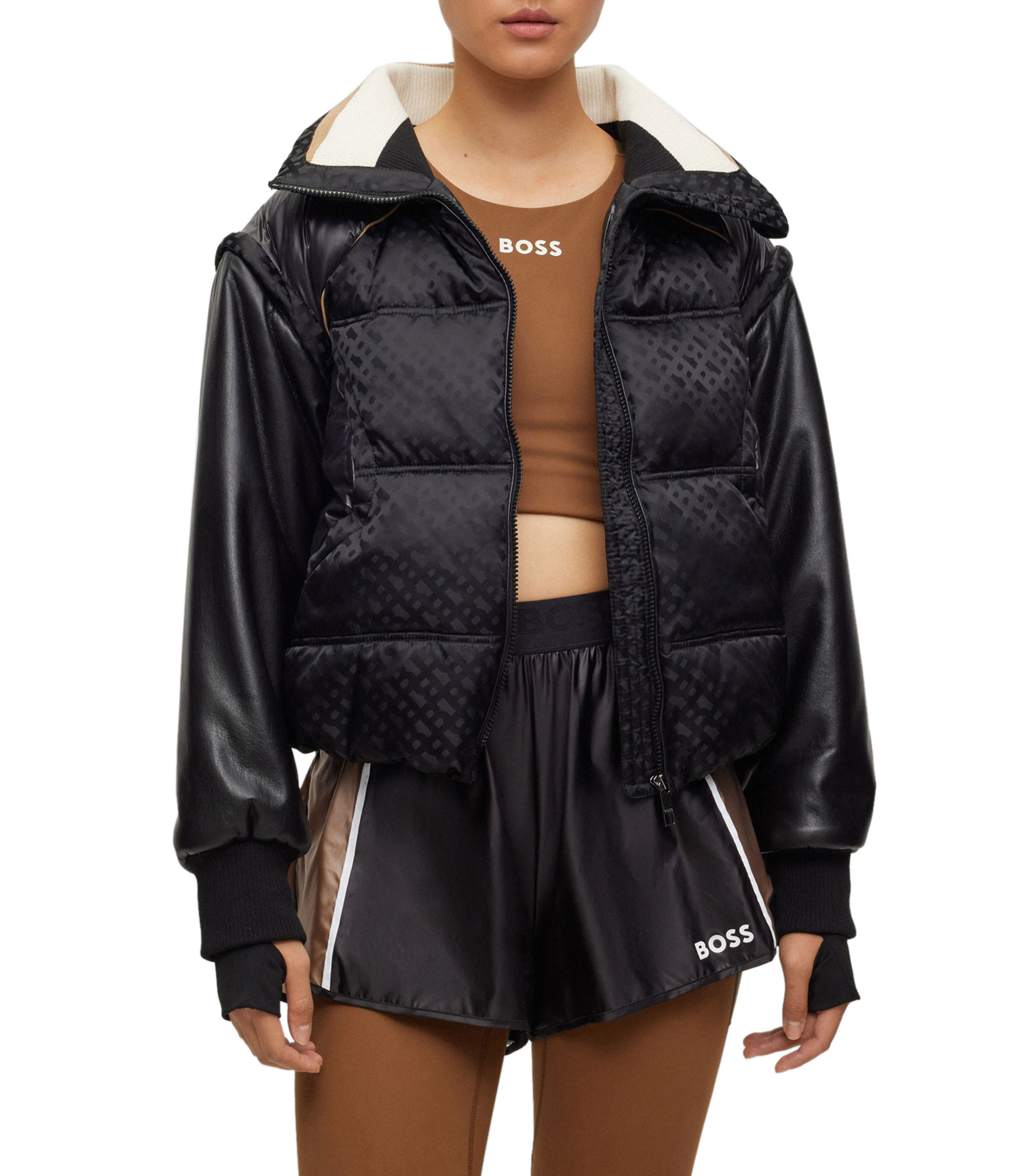 Boss: Chamarra corta y acolchada Alica Schmidt con mangas desmontables ...