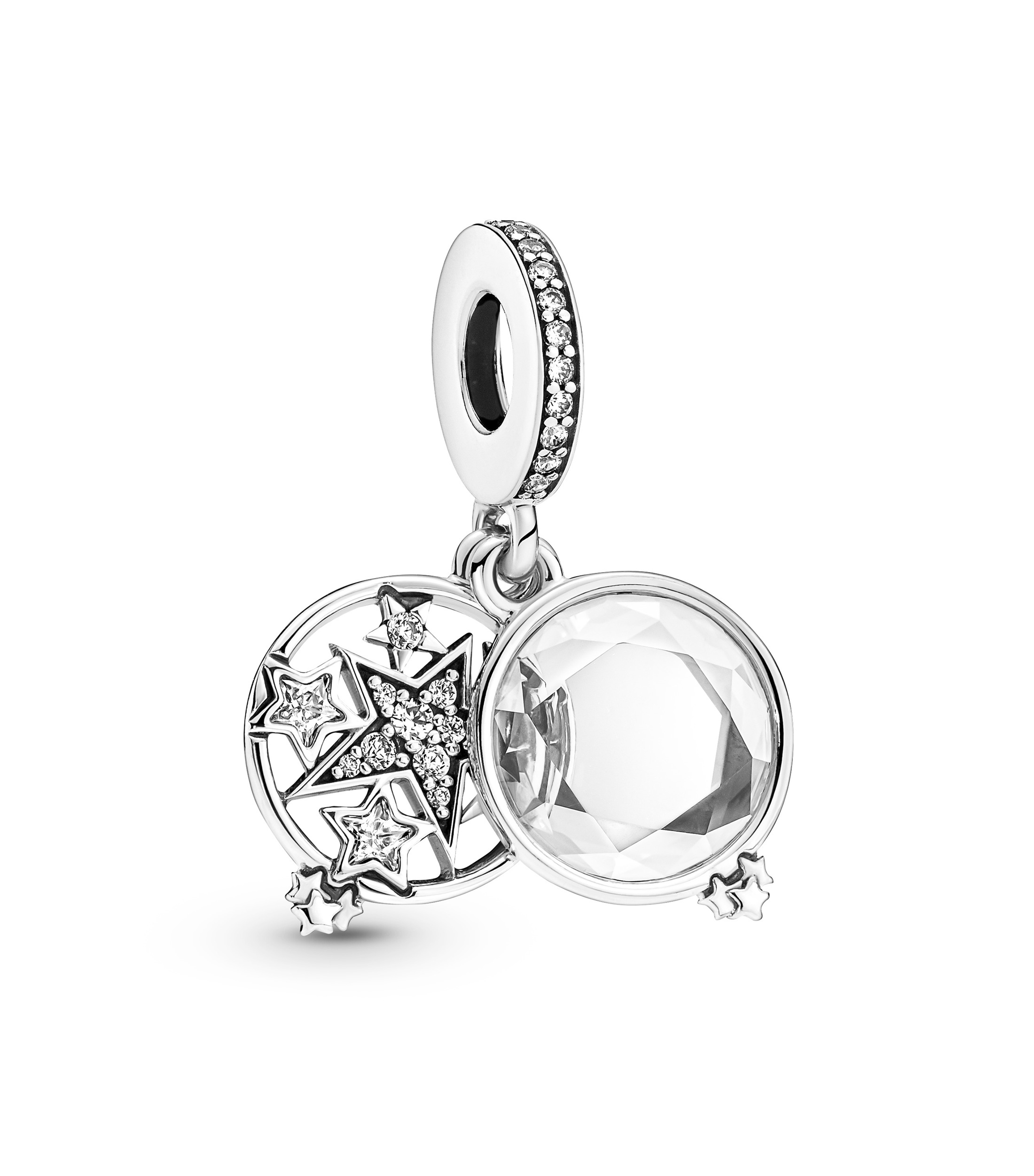 Pandora Charm Doble Estrella Magnificada en Plata con Circonita Cúbica ...