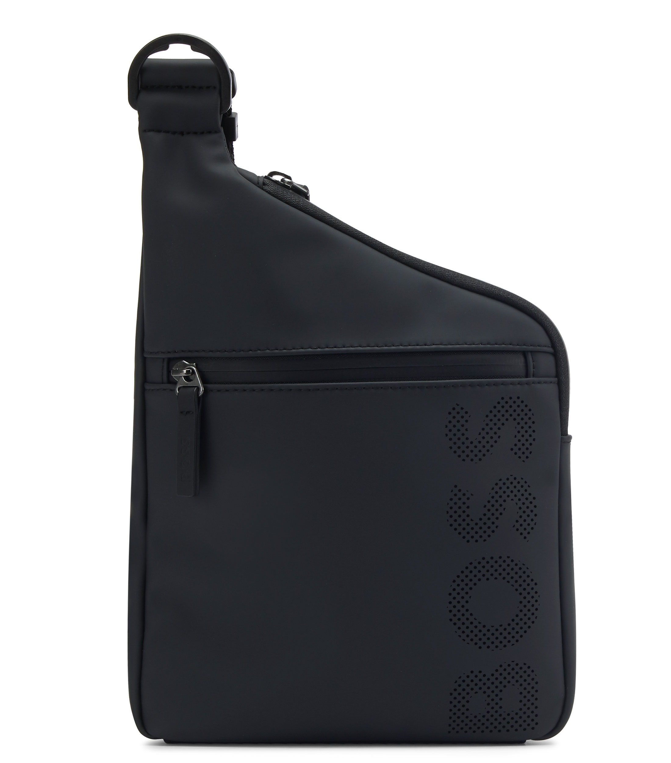 Boss: Bolso crossbody Boss en piel sintética con logo perforado Negro ...
