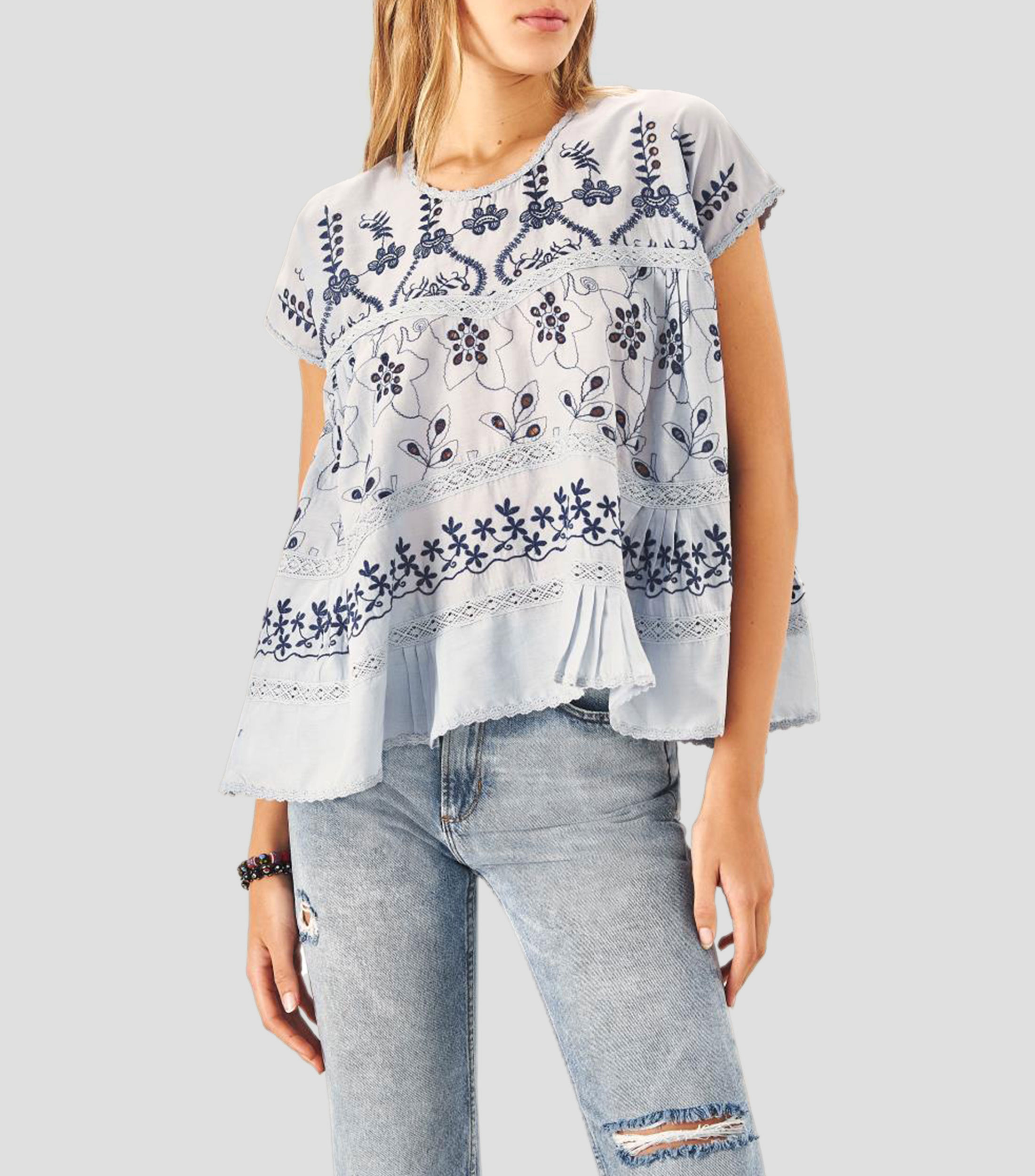 Rapsodia: Blusa microdiseños manga corta Mujer | El Palacio de Hierro