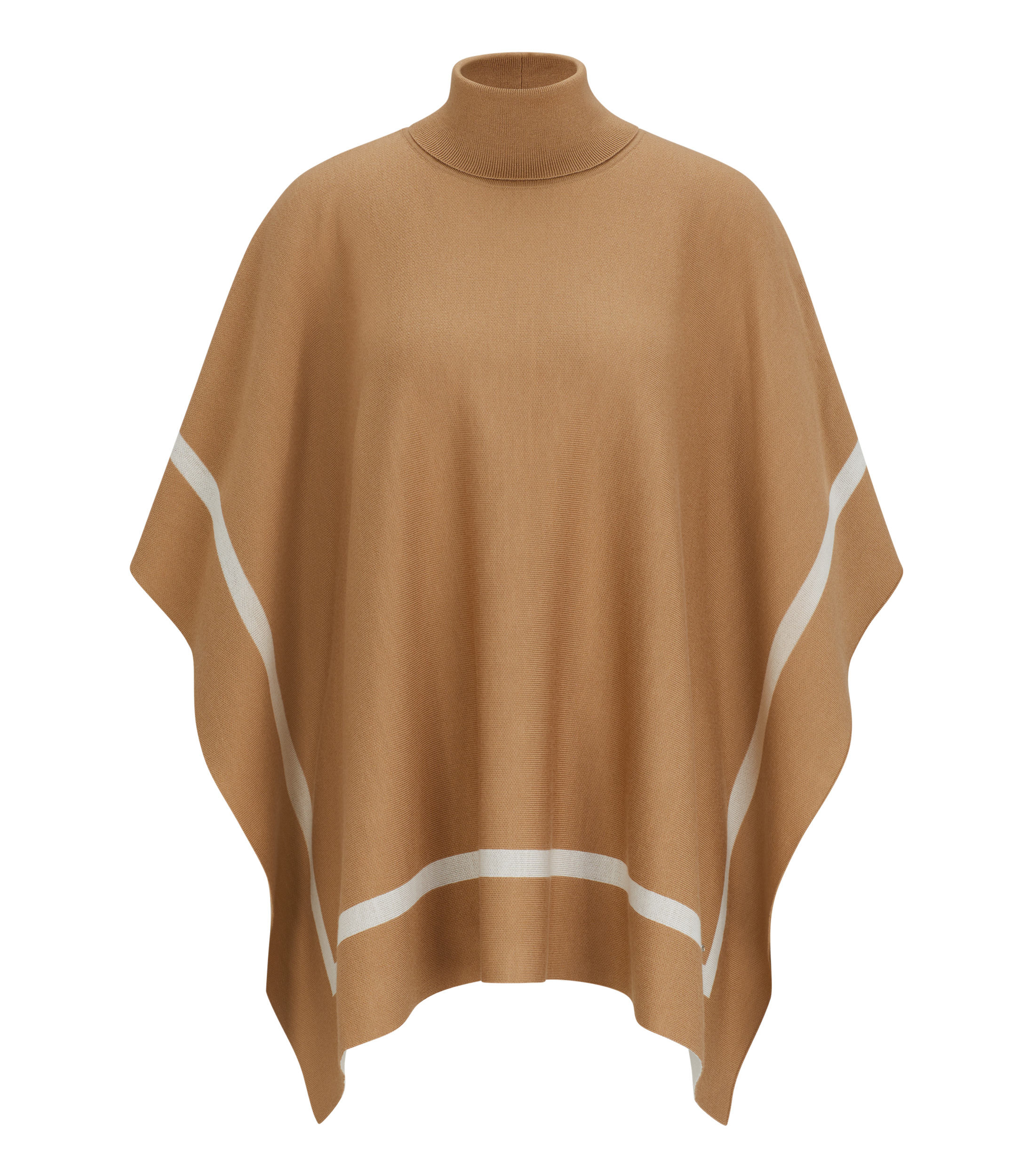 Boss Poncho de cuello vuelto en lana virgen con ribete de logo Mujer ...