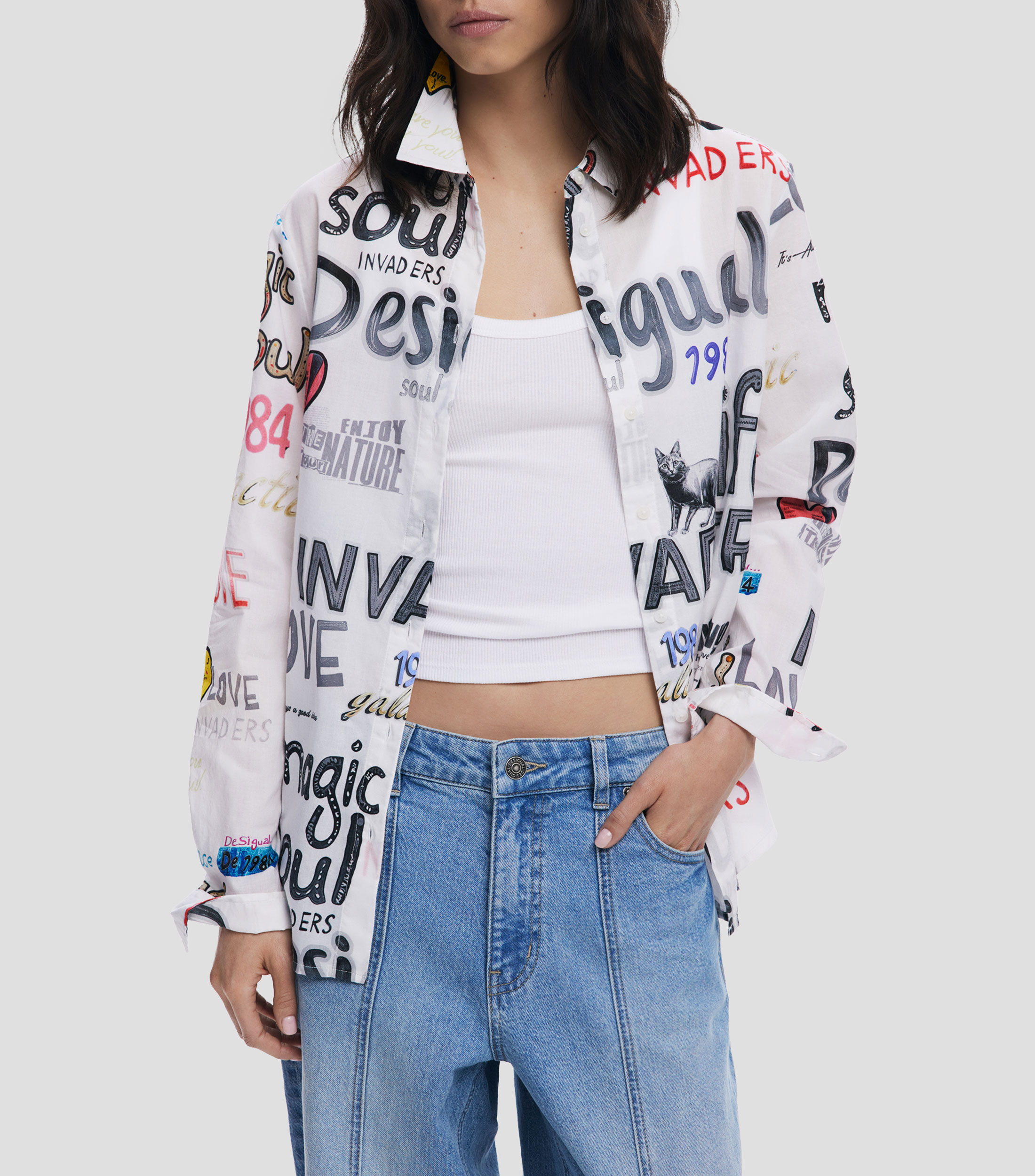 Desigual Camisa con letras manga larga Mujer |El Palacio de Hierro