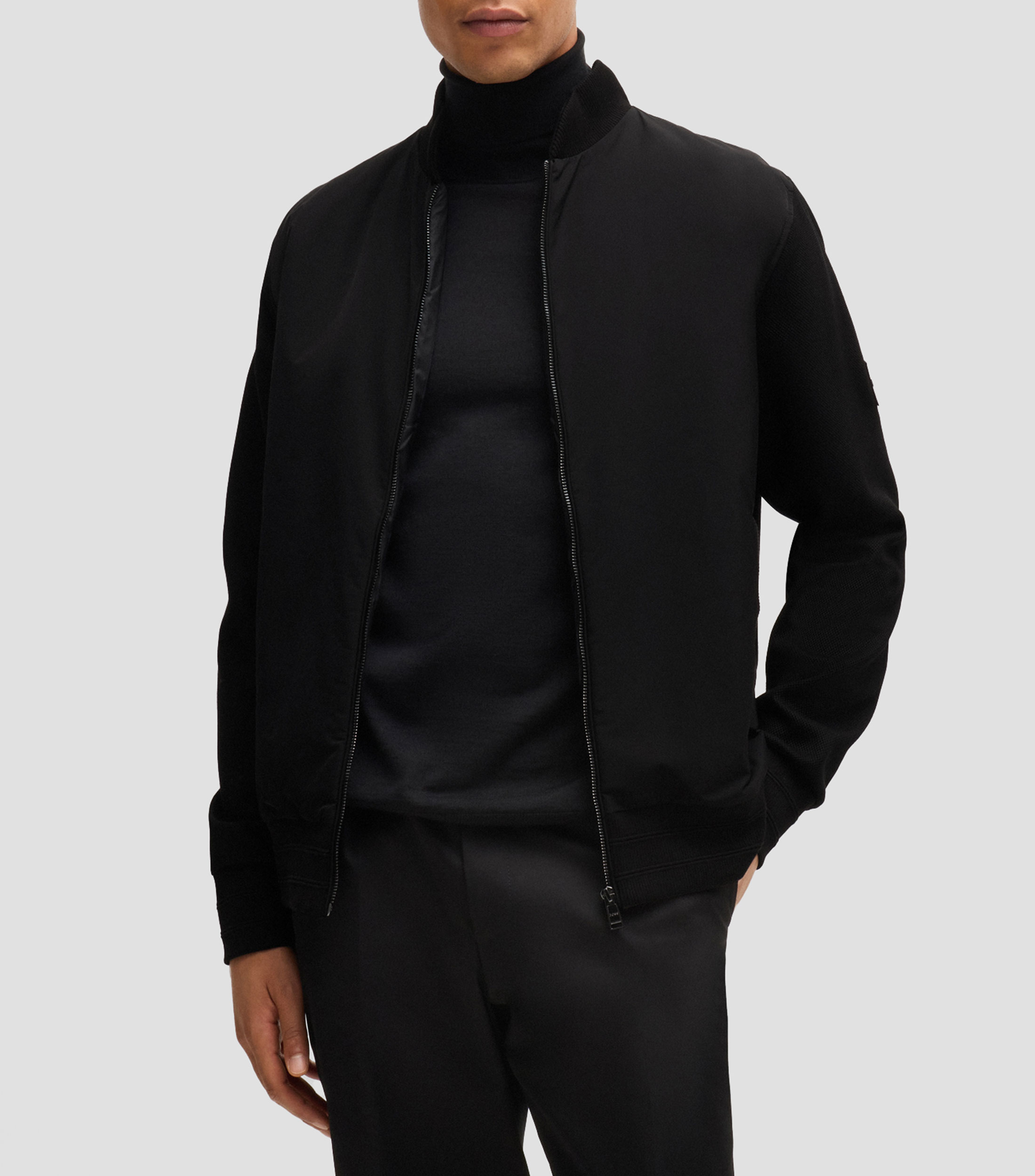 Boss: Chamarra híbrida con cremallera y panel acolchado Hombre | El ...