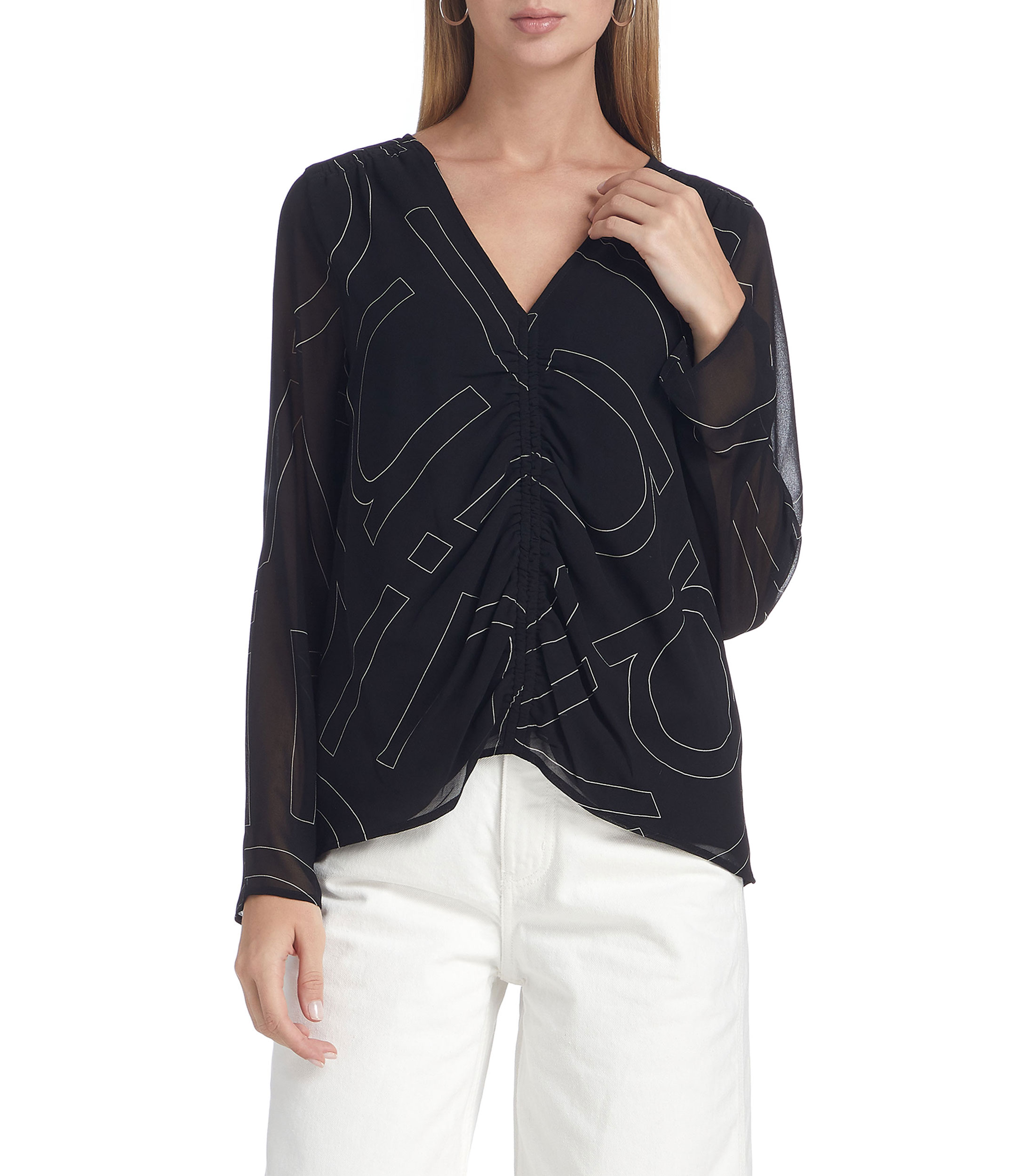 Calvin Klein: Blusa monogram manga larga Mujer | El Palacio de Hierro