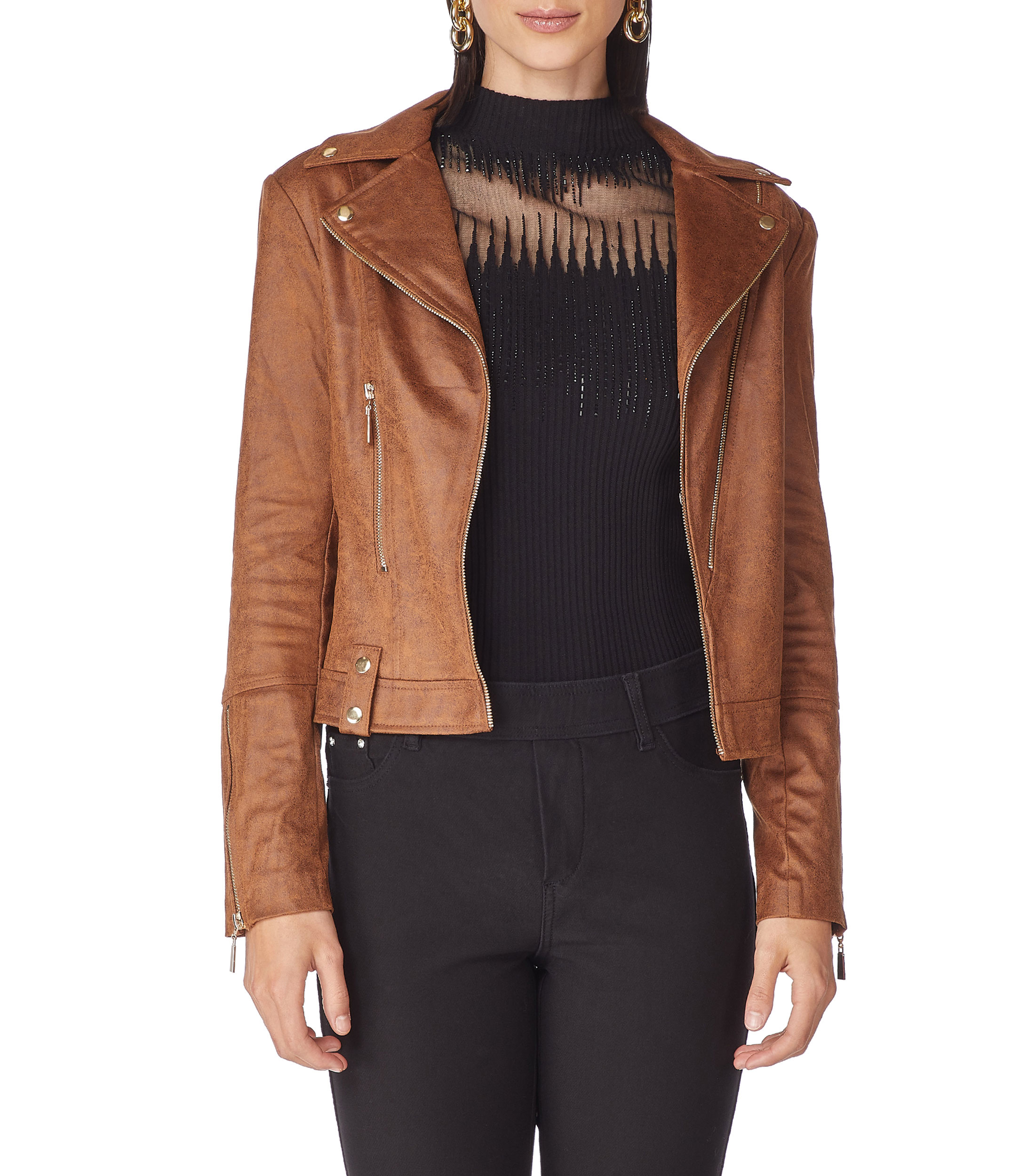 Frank Lyman: Chamarra biker con efecto piel Mujer | El Palacio de Hierro