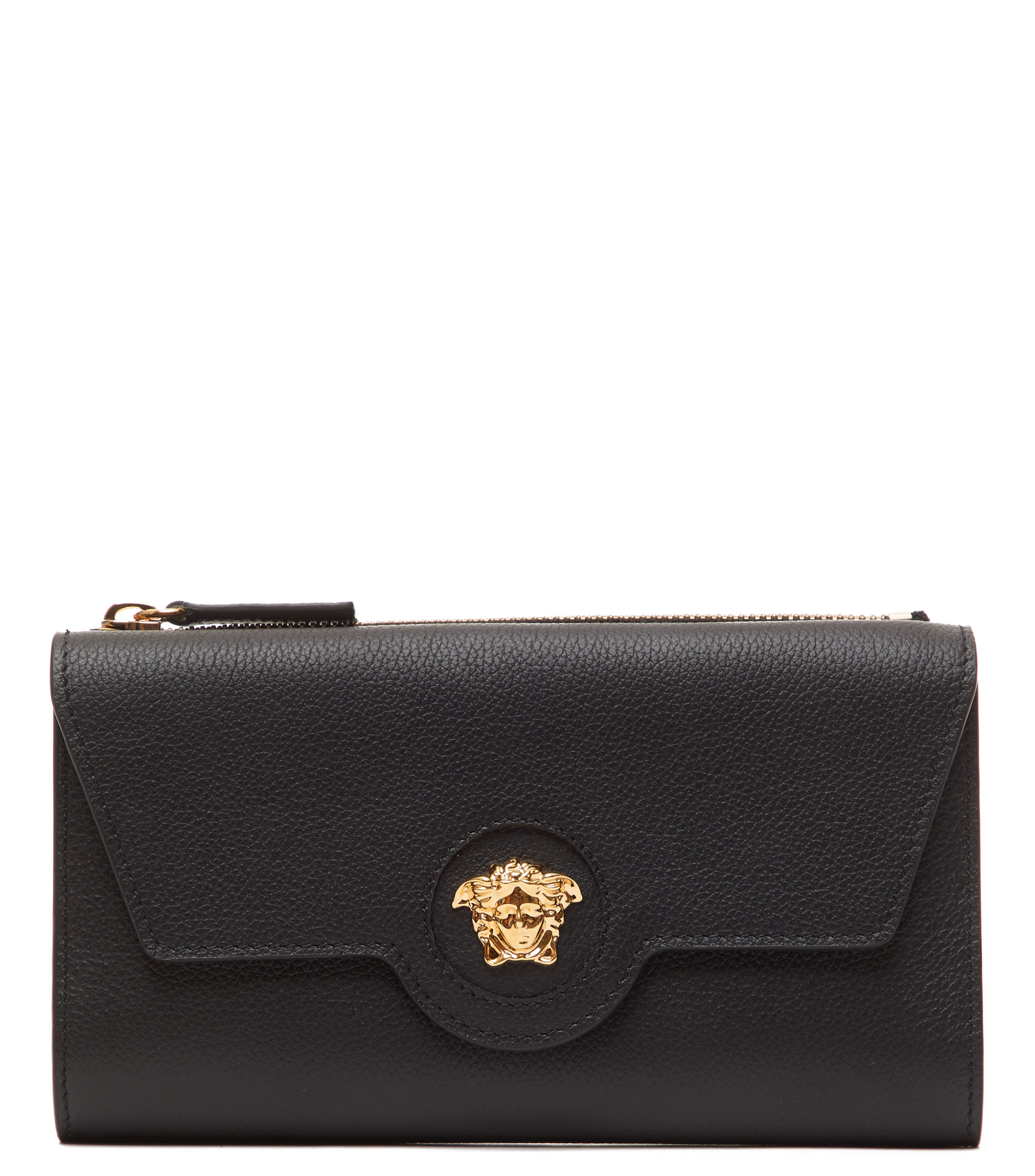 Versace: Cartera negra en piel con logotipo Mujer | El Palacio de Hierro