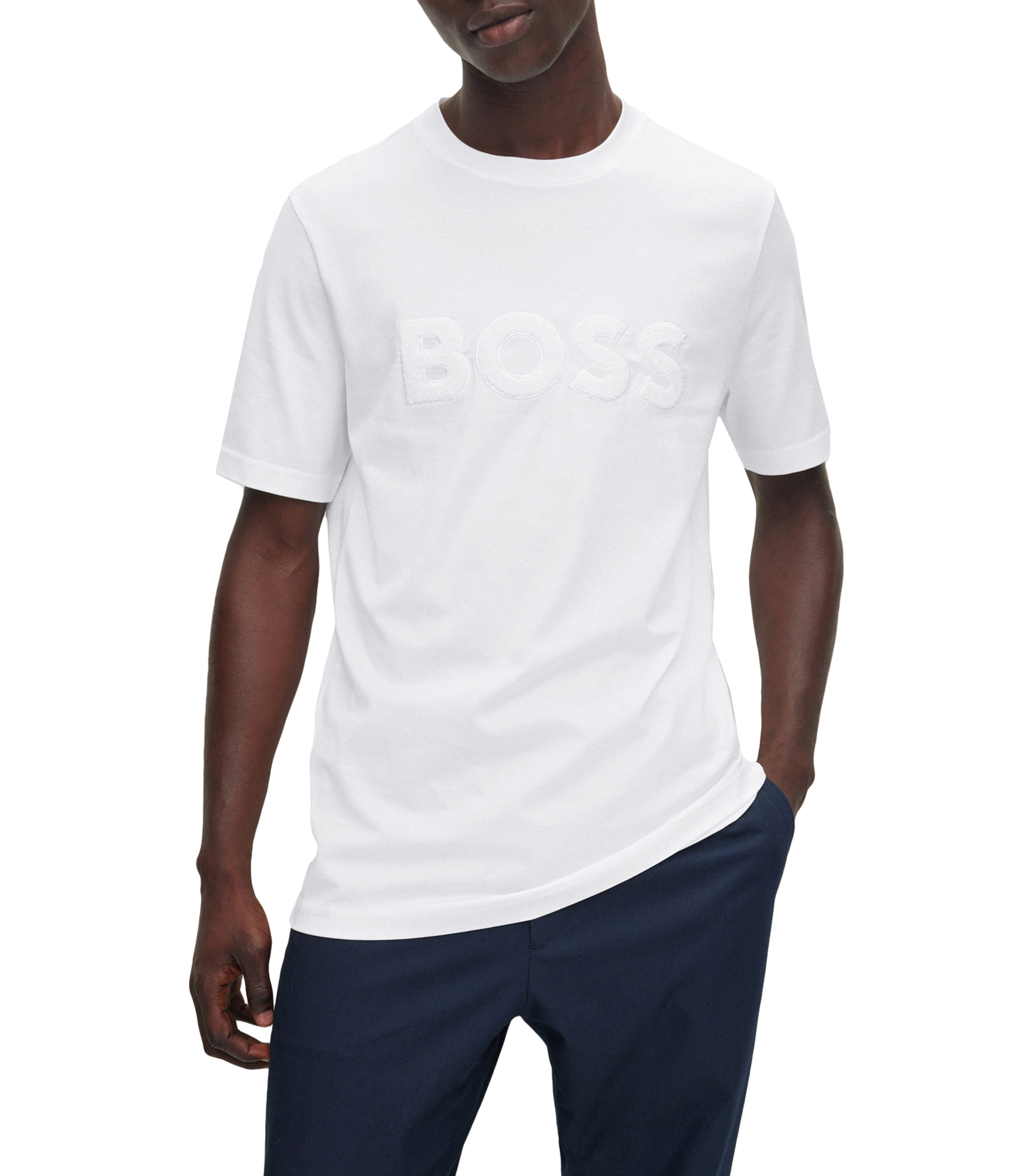 Boss Playera Boss regular fit de punto de algodón con logo de rizo ...