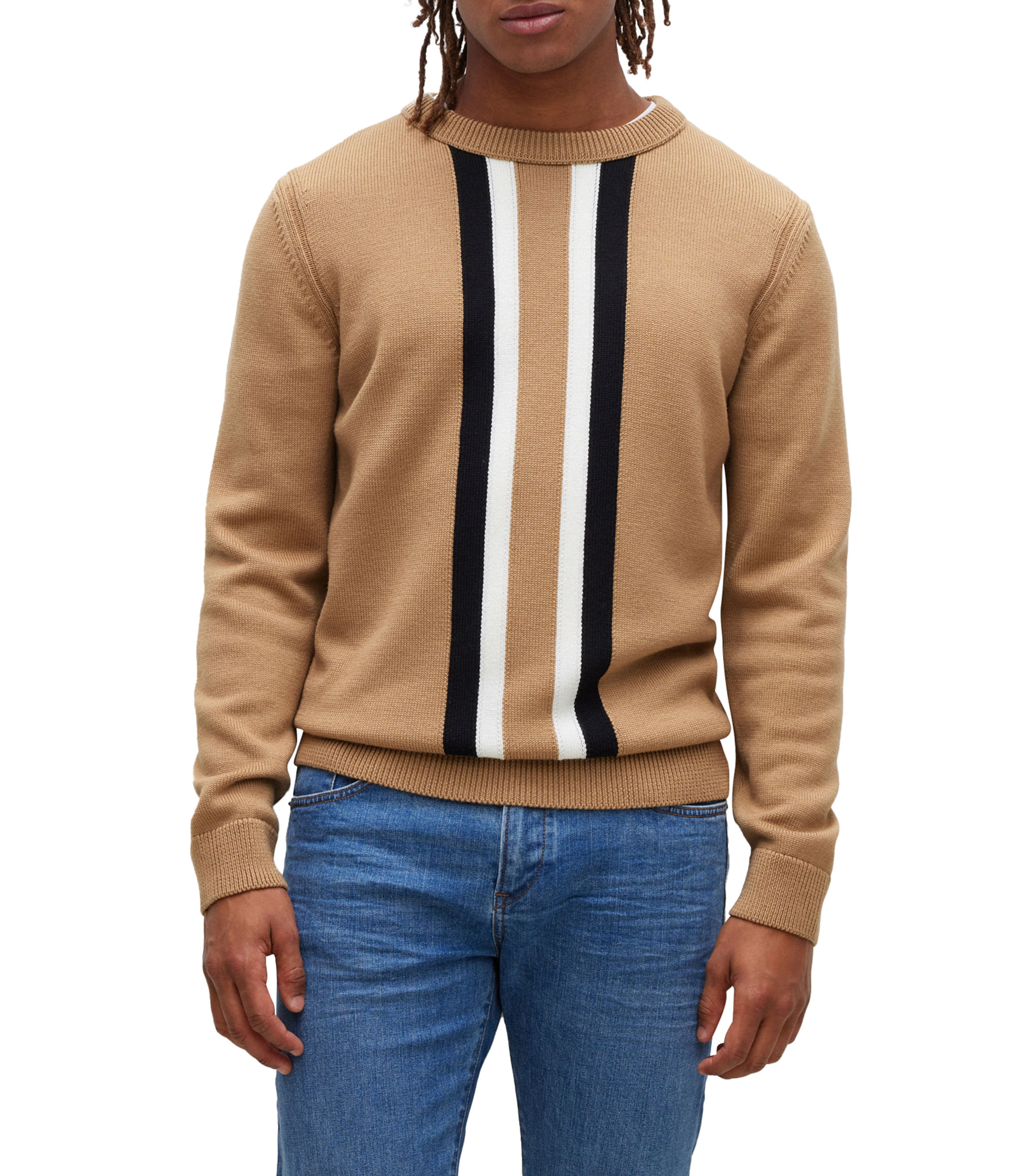 Boss Suéter BOSS con rayas de la marca en jacquard de lana virgen ...