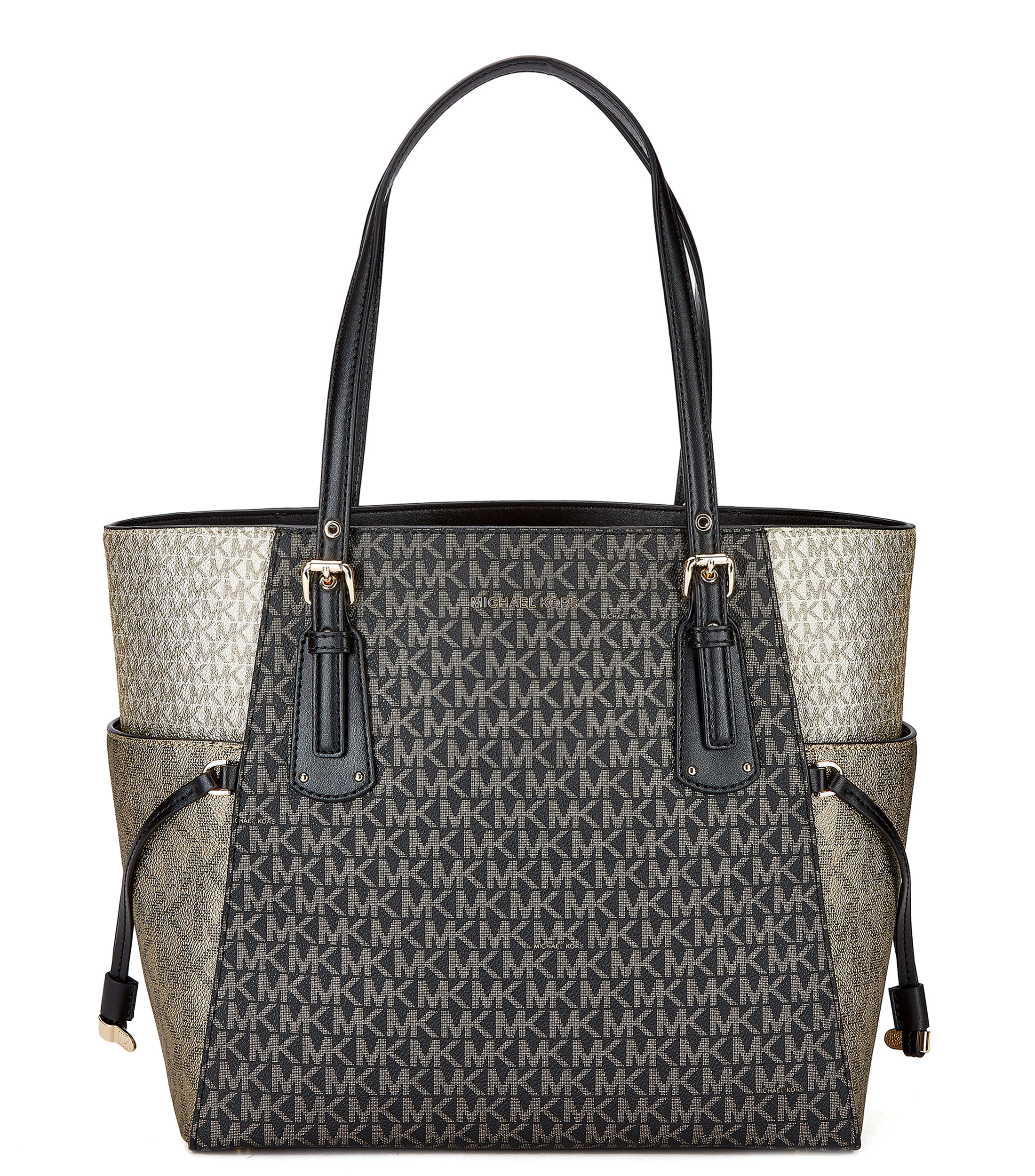 Michael Kors: Bolso tote negro con dorado Voyager monogram Mujer | El ...