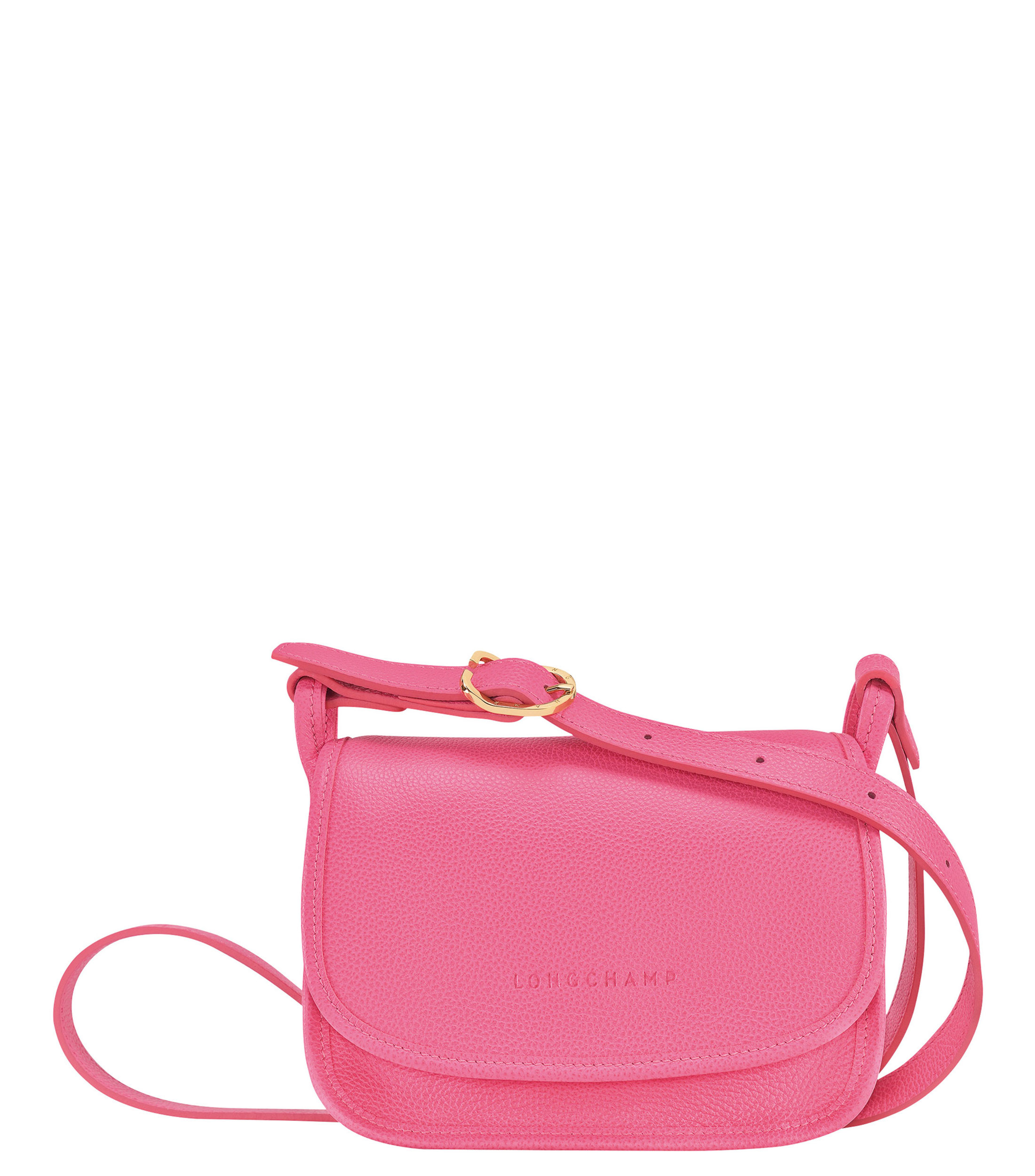 Longchamp: Bolso crossbody rosa en piel Le Foulonné Candy granulado ...