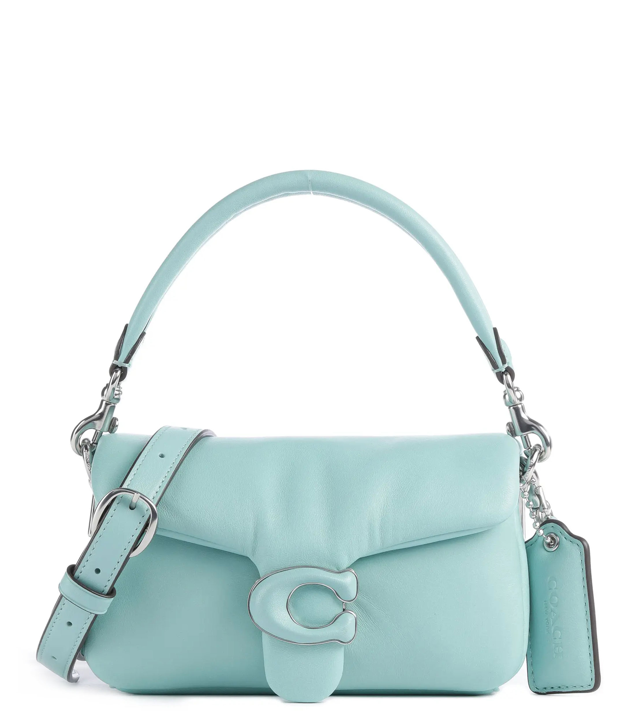 COACH: Bolso shoulder pequeño aqua en piel Tabby liso Mujer | El ...