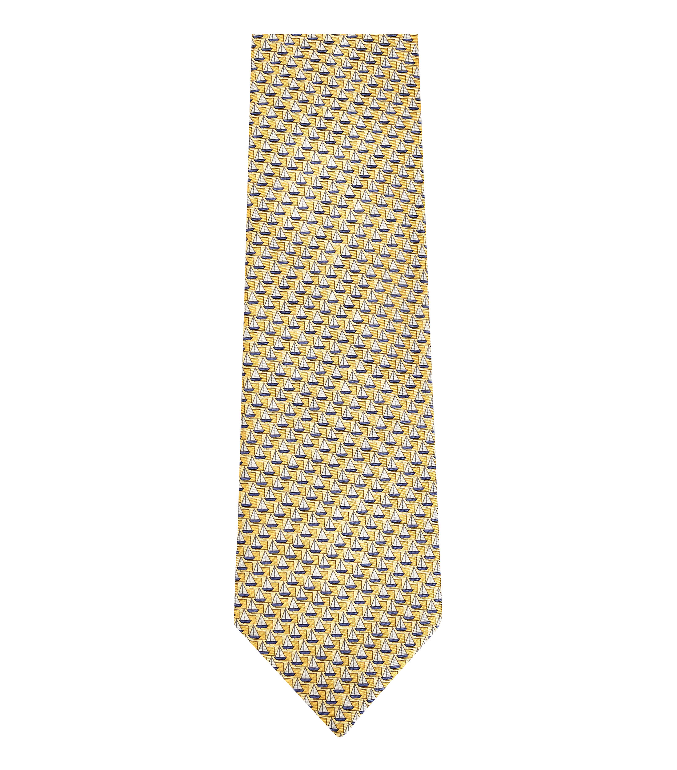Zegna Corbata ancha de seda amarilla con veleros - El Palacio de Hierro