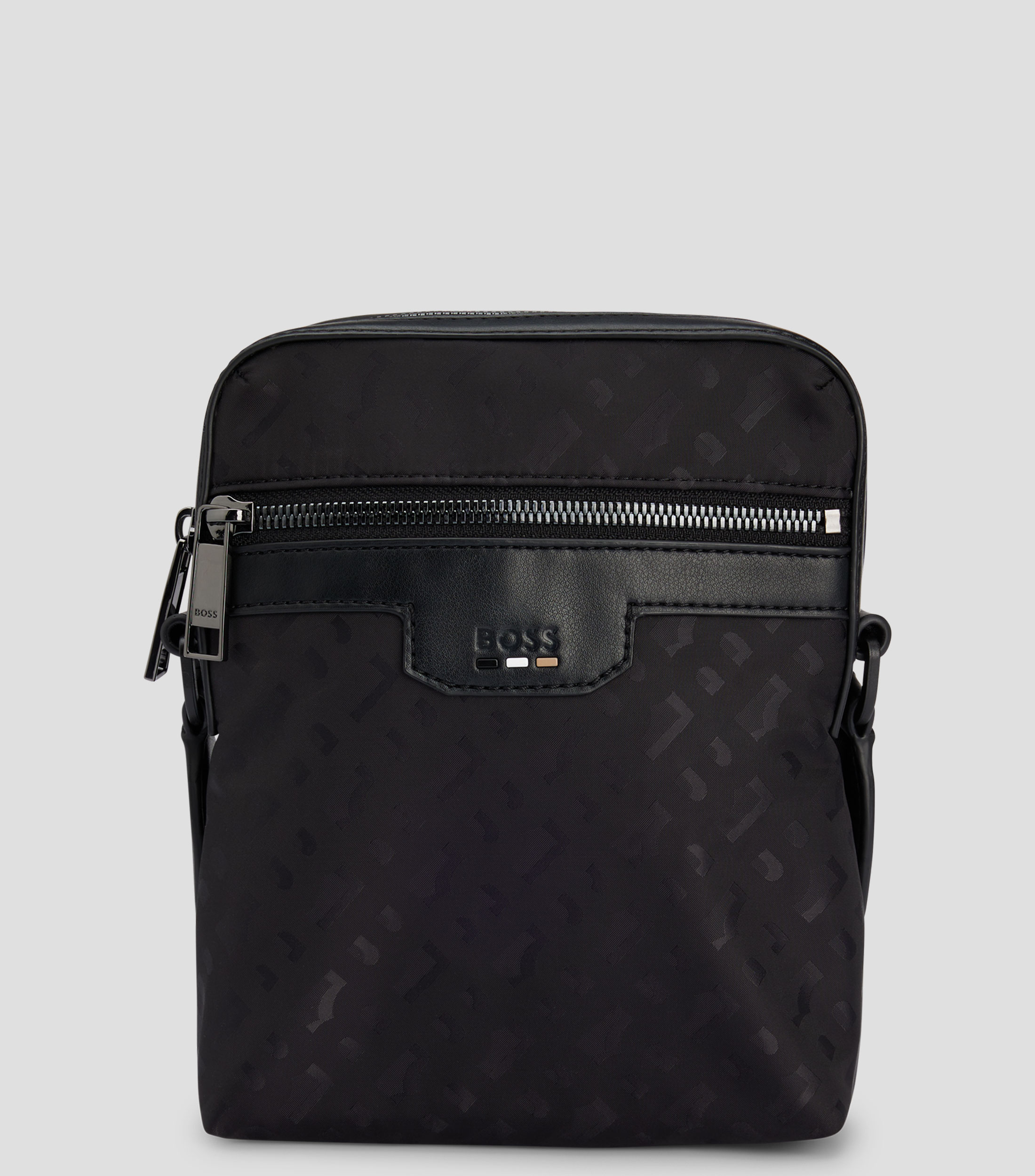 Boss: Bolso messenger de jacquard con monogramas y detalle de logo ...