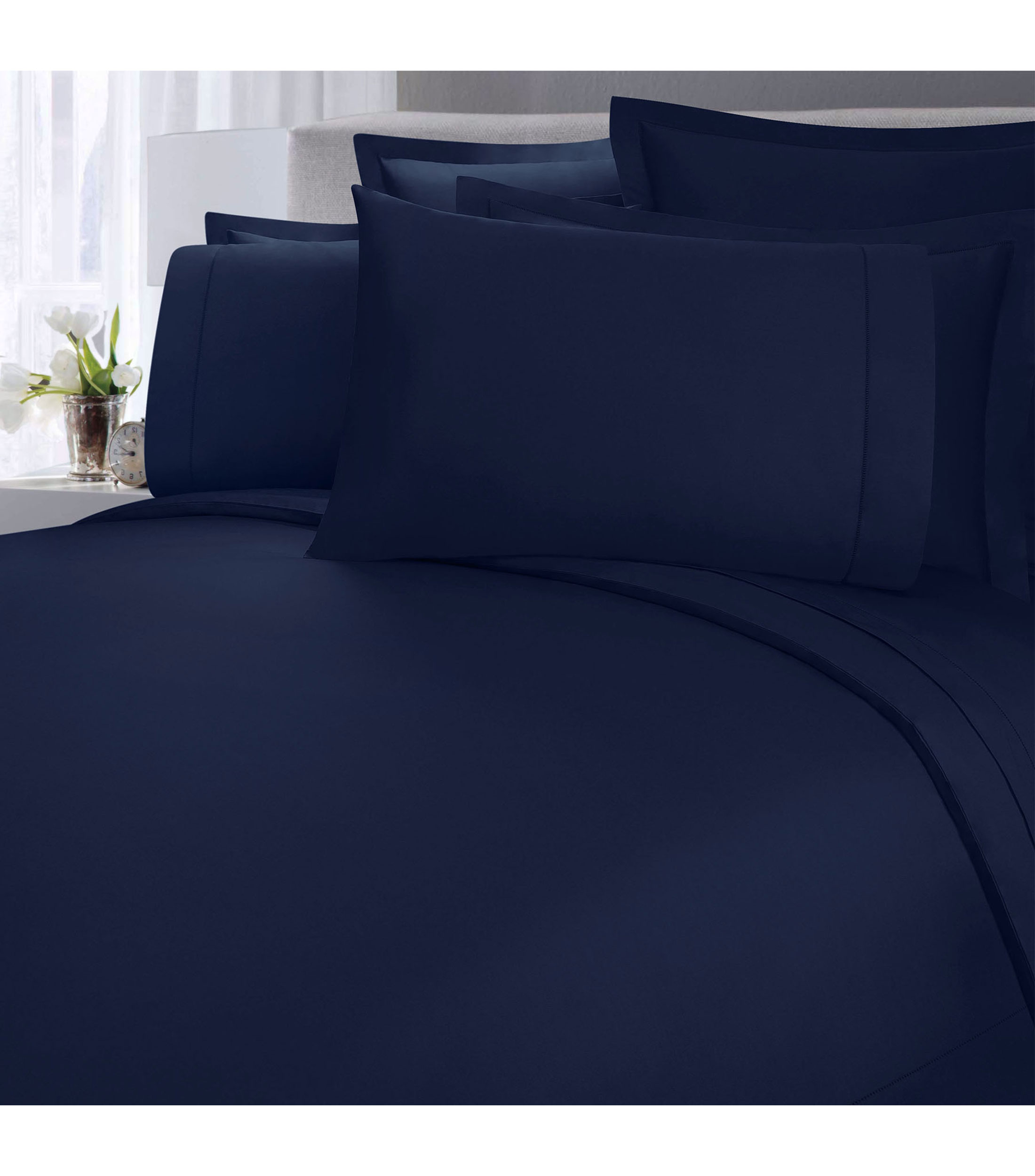 Casa Palacio: Juego de sábanas Matrimonial en algodón Royal Azul marino ...