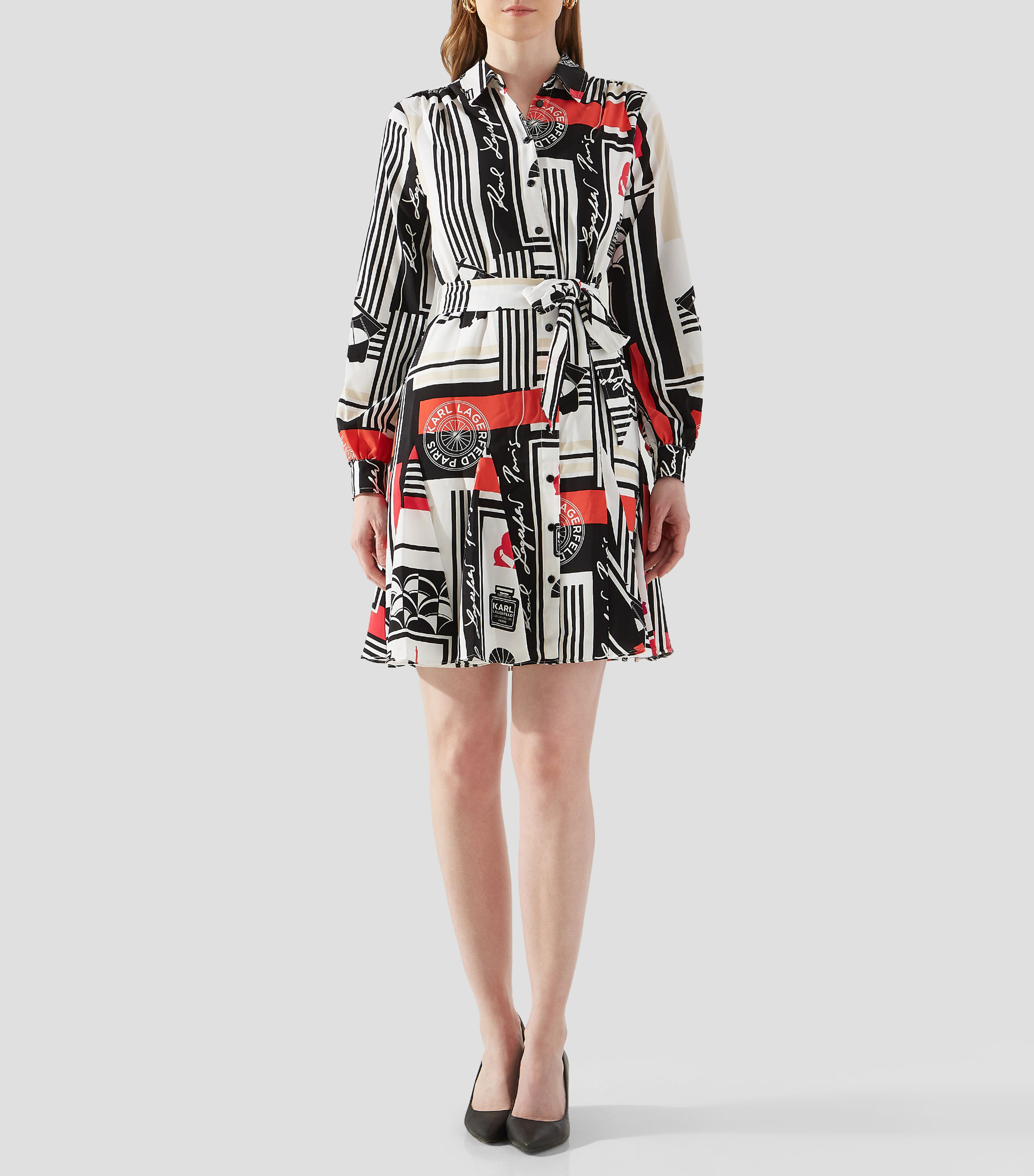 Karl Lagerfeld Vestido Midi manga larga estampado Mujer |El Palacio de ...