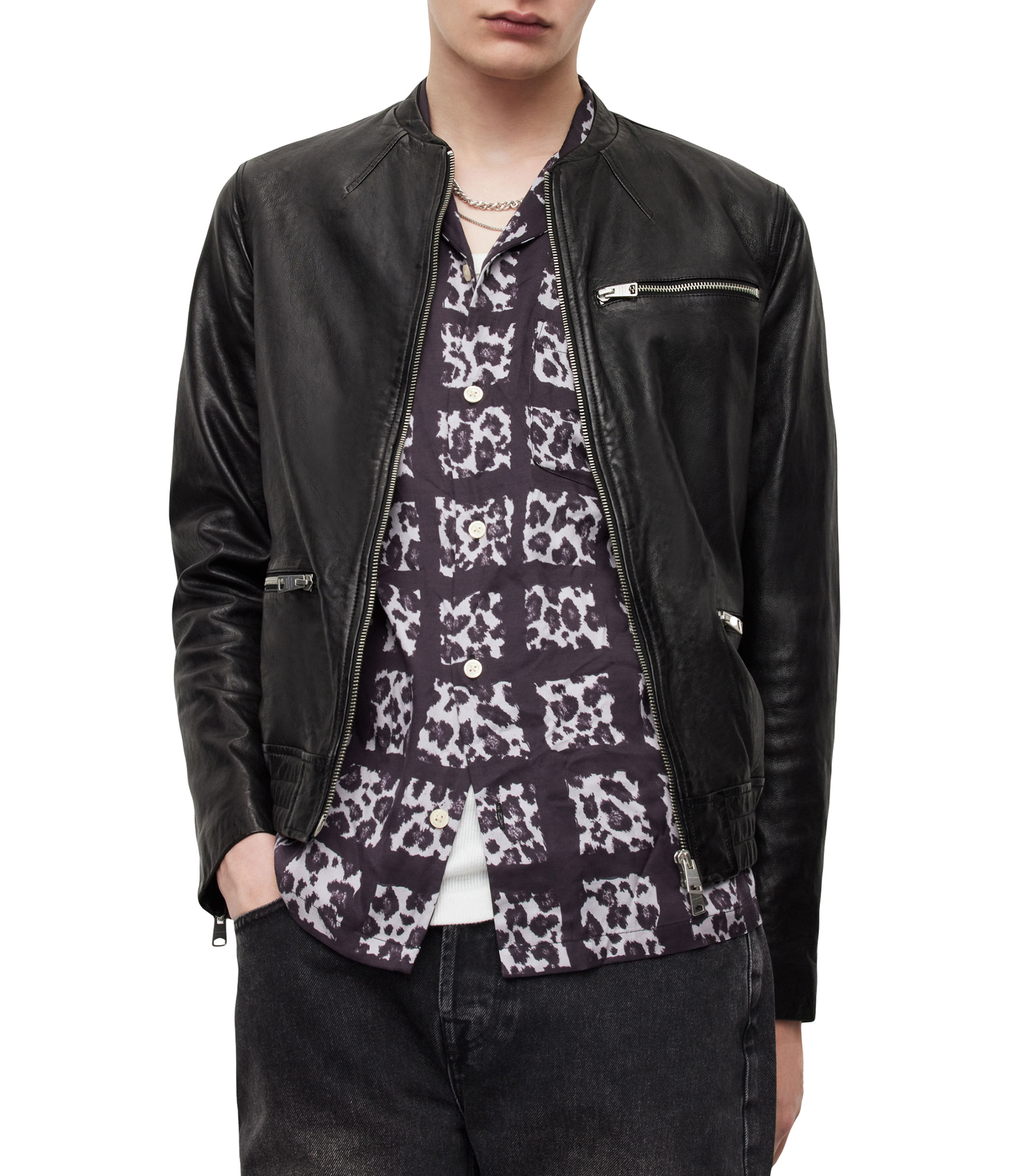 AllSaints Chamarra biker en piel Hombre - El Palacio de Hierro