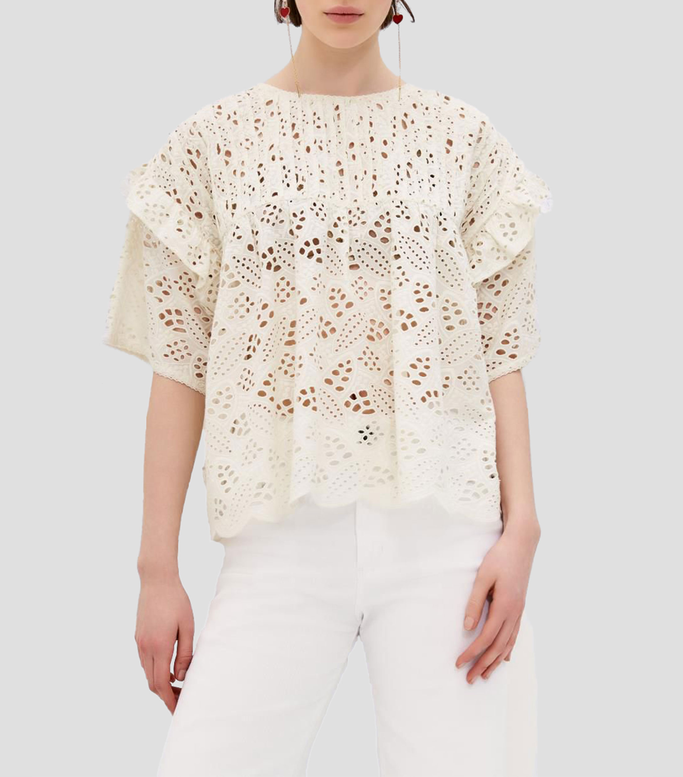 RAPSODIA_9361_Rapsodia Blusa con encaje manga corta Mujer |El Palacio ...