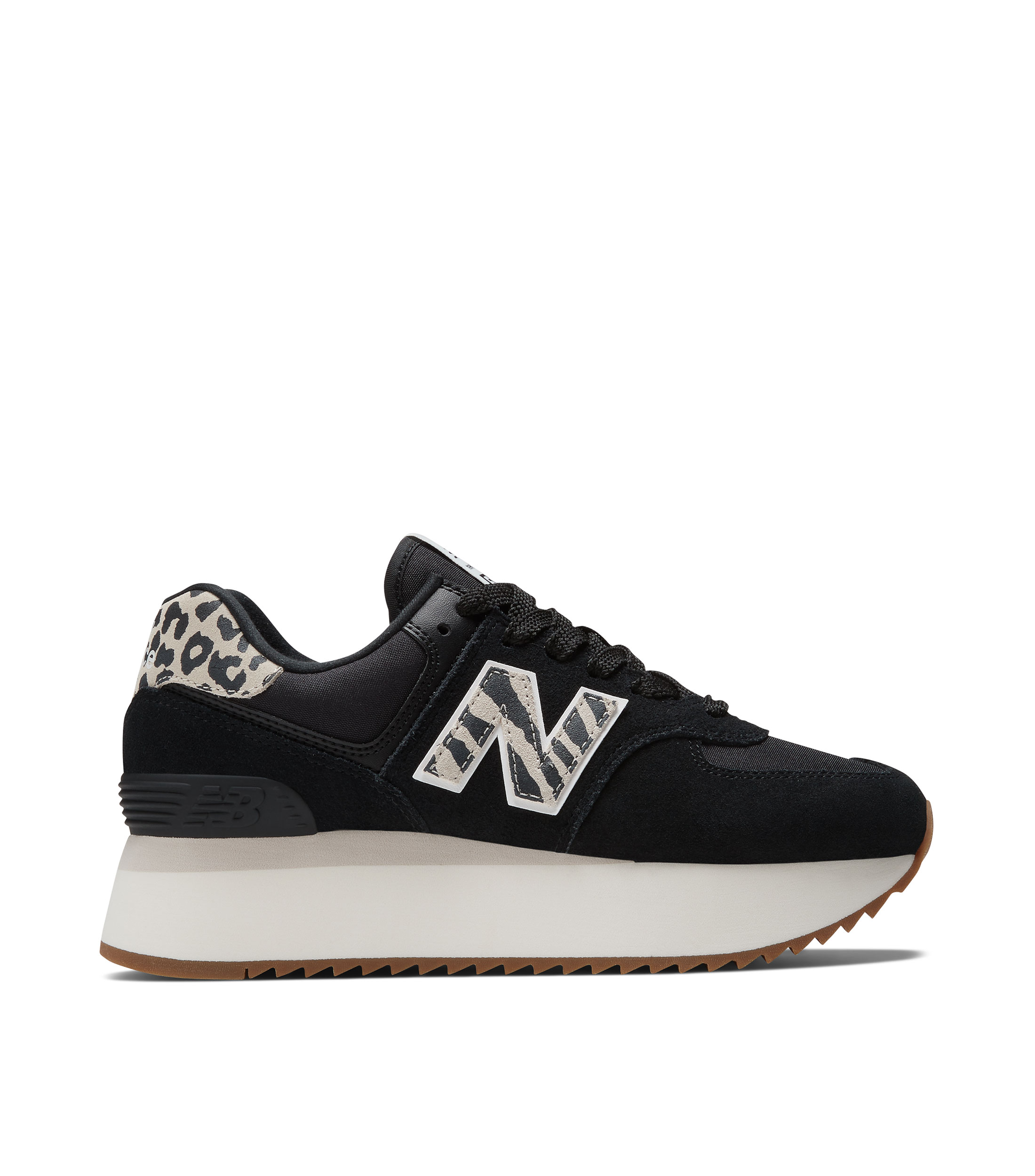 New Balance: Tenis casuales con plataforma 574 en piel negra Mujer | El ...