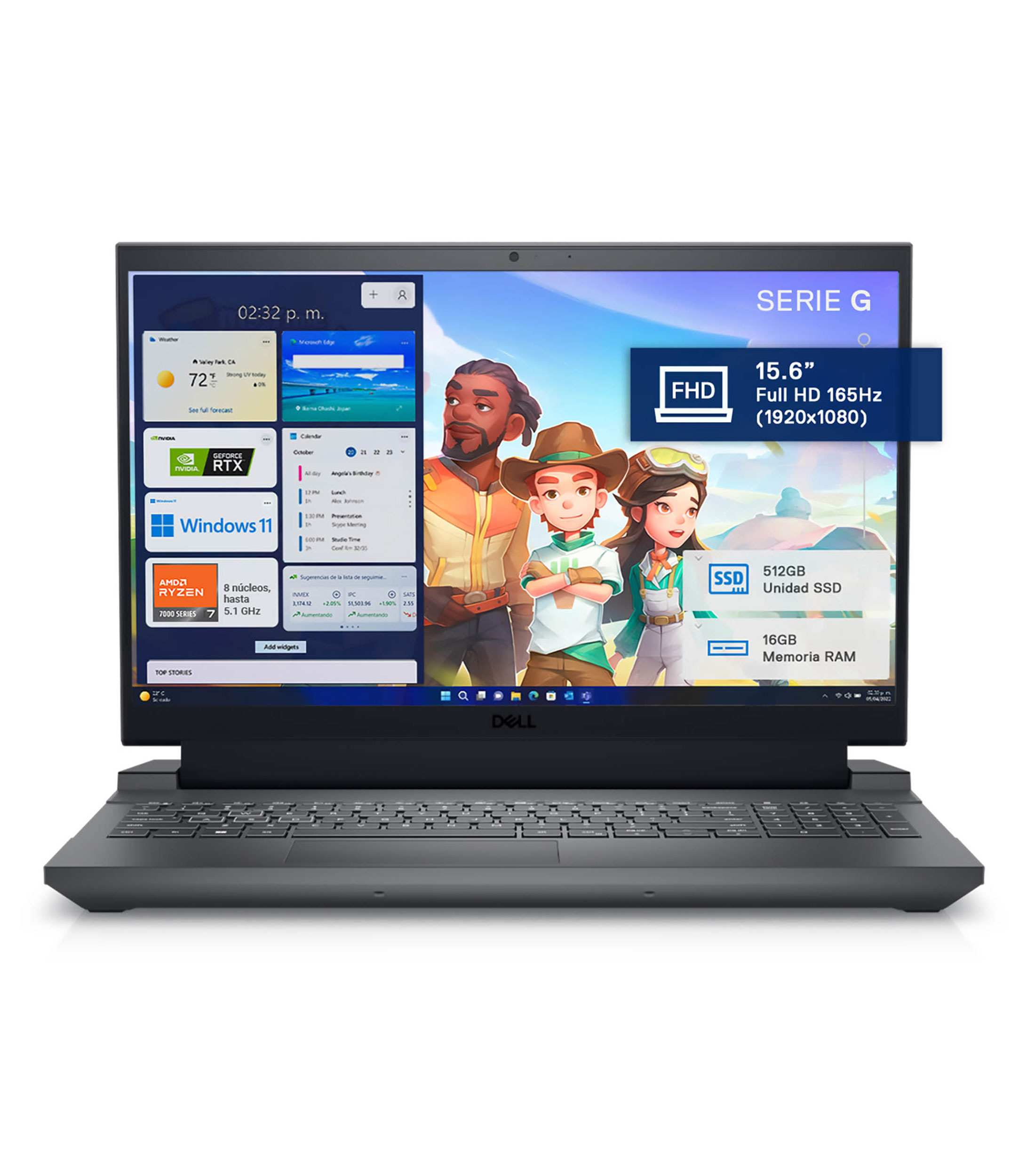 Dell Laptop Serie G 5535 15.6", NVIDIA GeForce RTX 4060 AMD Ryzen7 ...