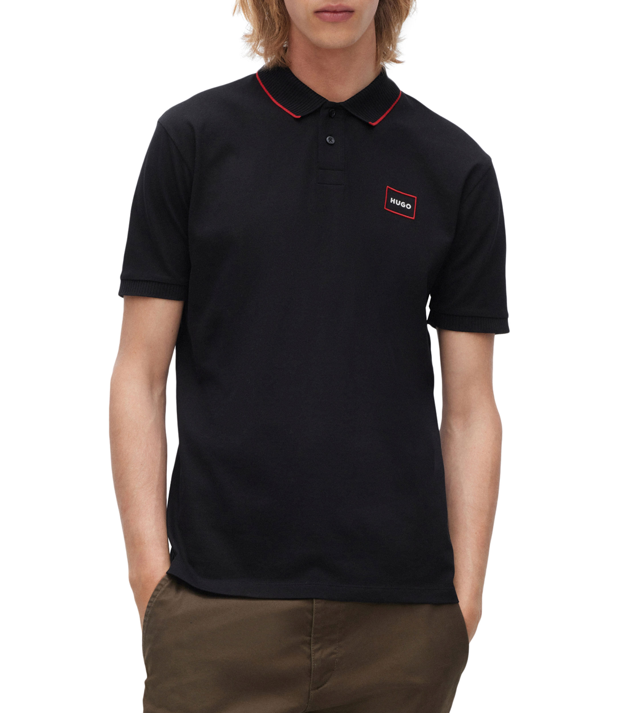 Hugo Playera Polo de algodón con logo enmarcado en rojo Hombre - El ...