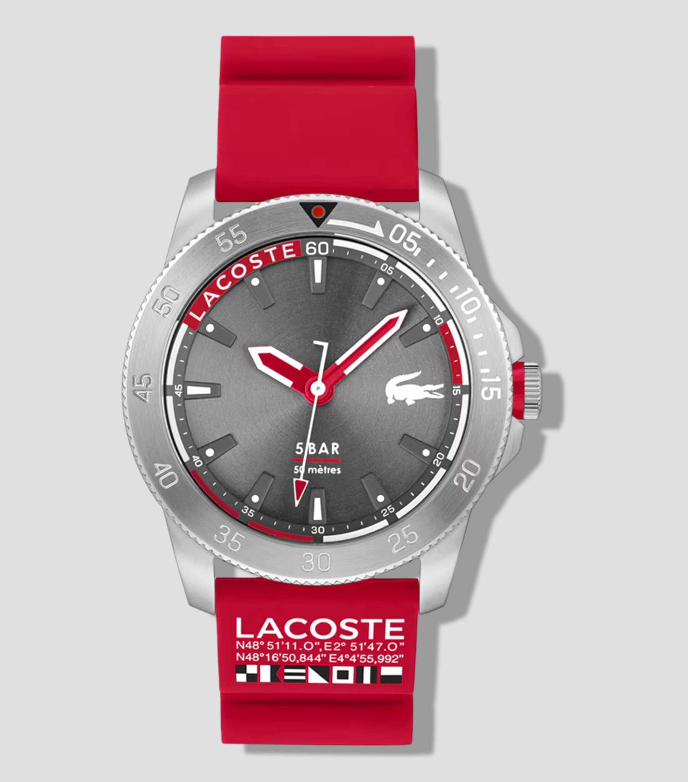 Lacoste Reloj para Hombre Regatta Casual, Plateado, Rojo - El Palacio ...