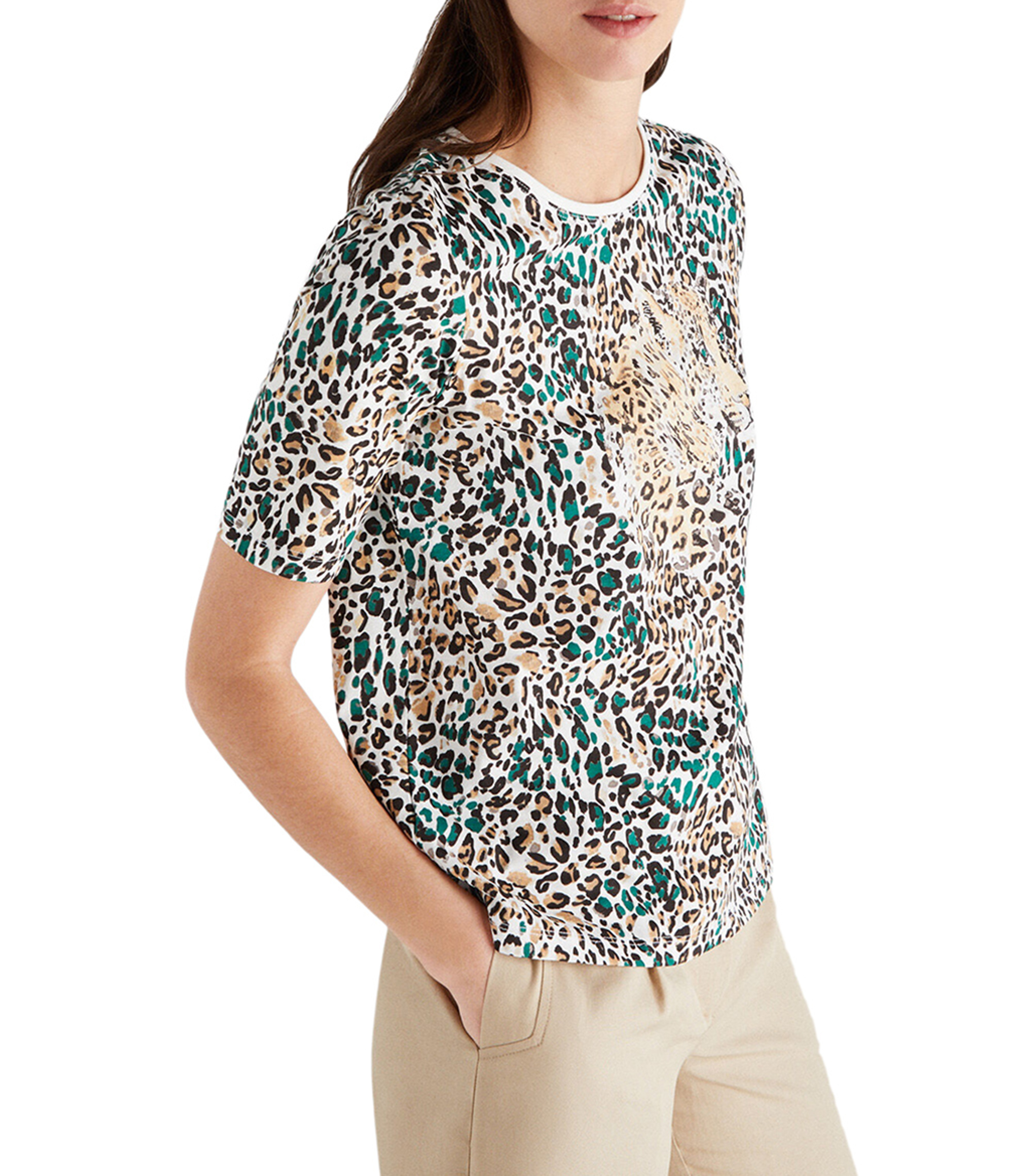 Cortefiel Playera con animal print manga corta Mujer- El Palacio de Hierro