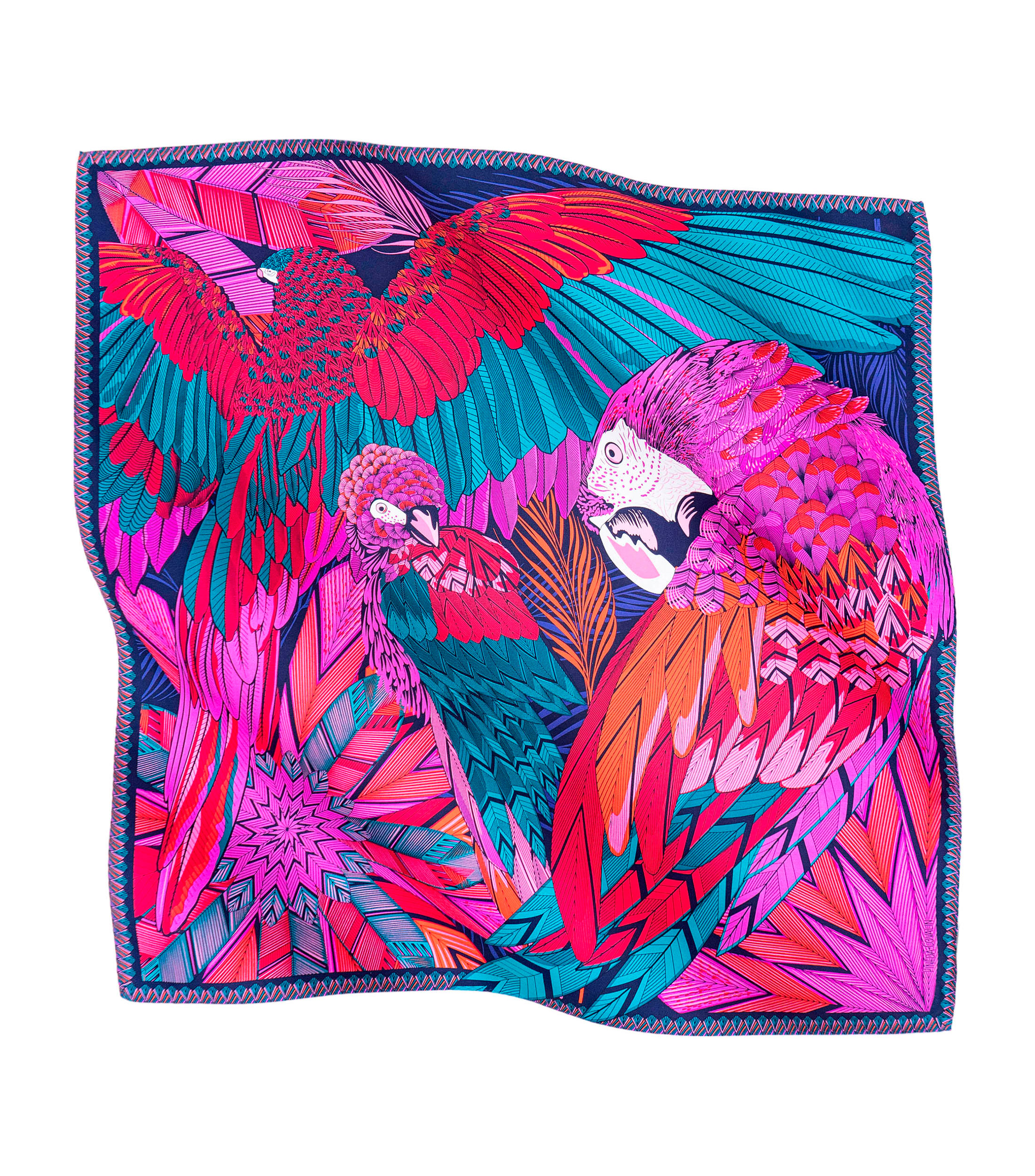 Pineda Covalin: Mascada de seda azul marino Guacamayas Mujer | El ...