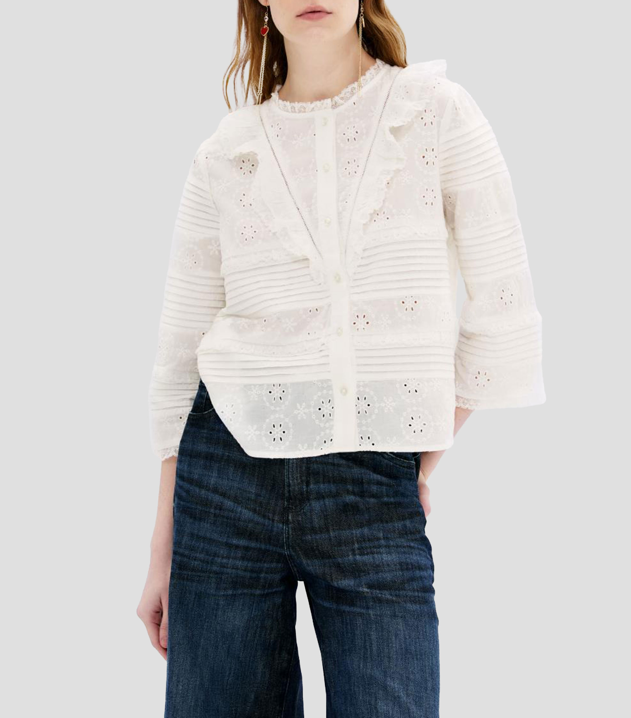 Rapsodia Camisa con bordados manga larga Mujer |El Palacio de Hierro