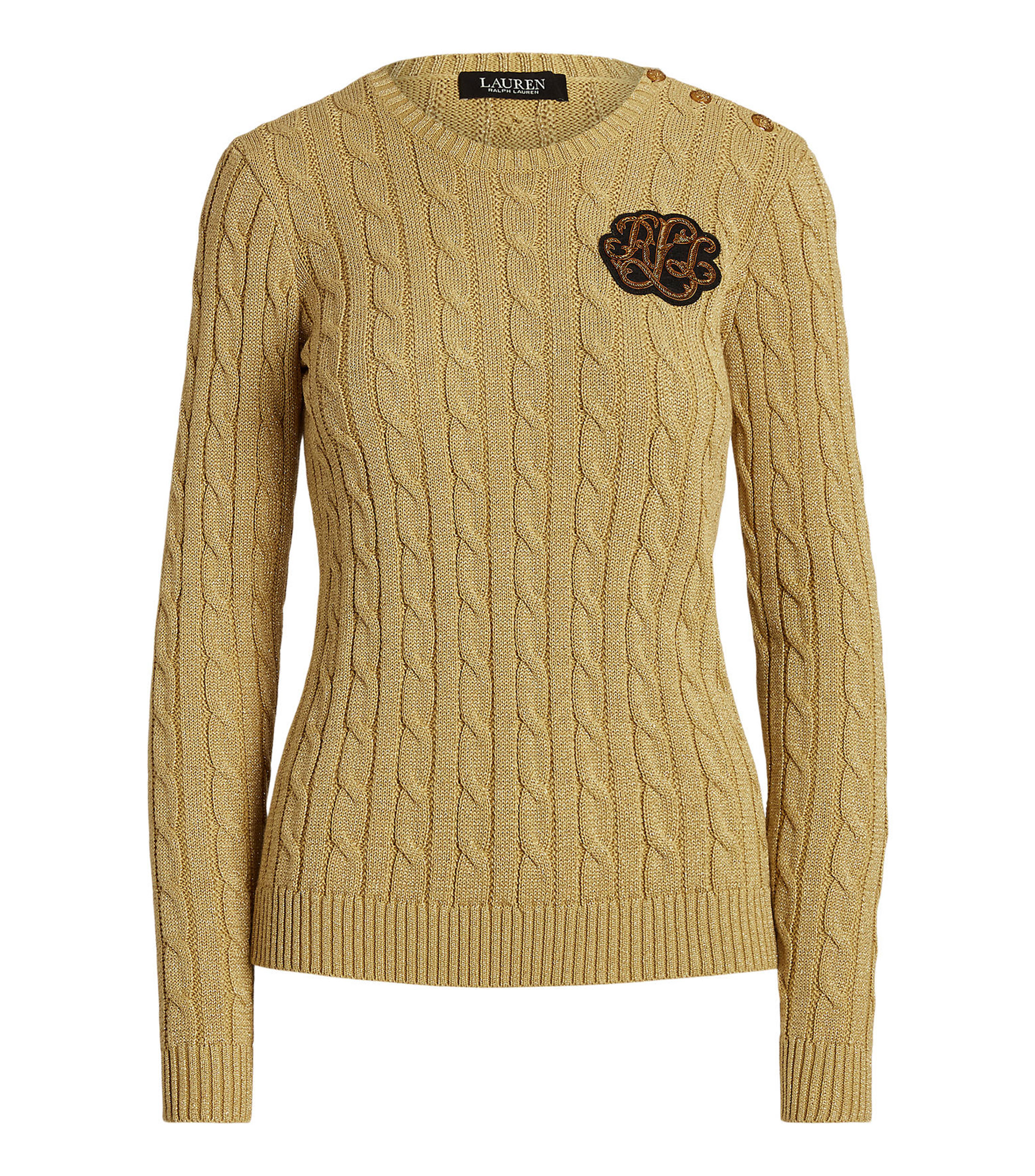 Lauren Ralph Lauren Suéter con cuello redondo tejida y ribete de ...