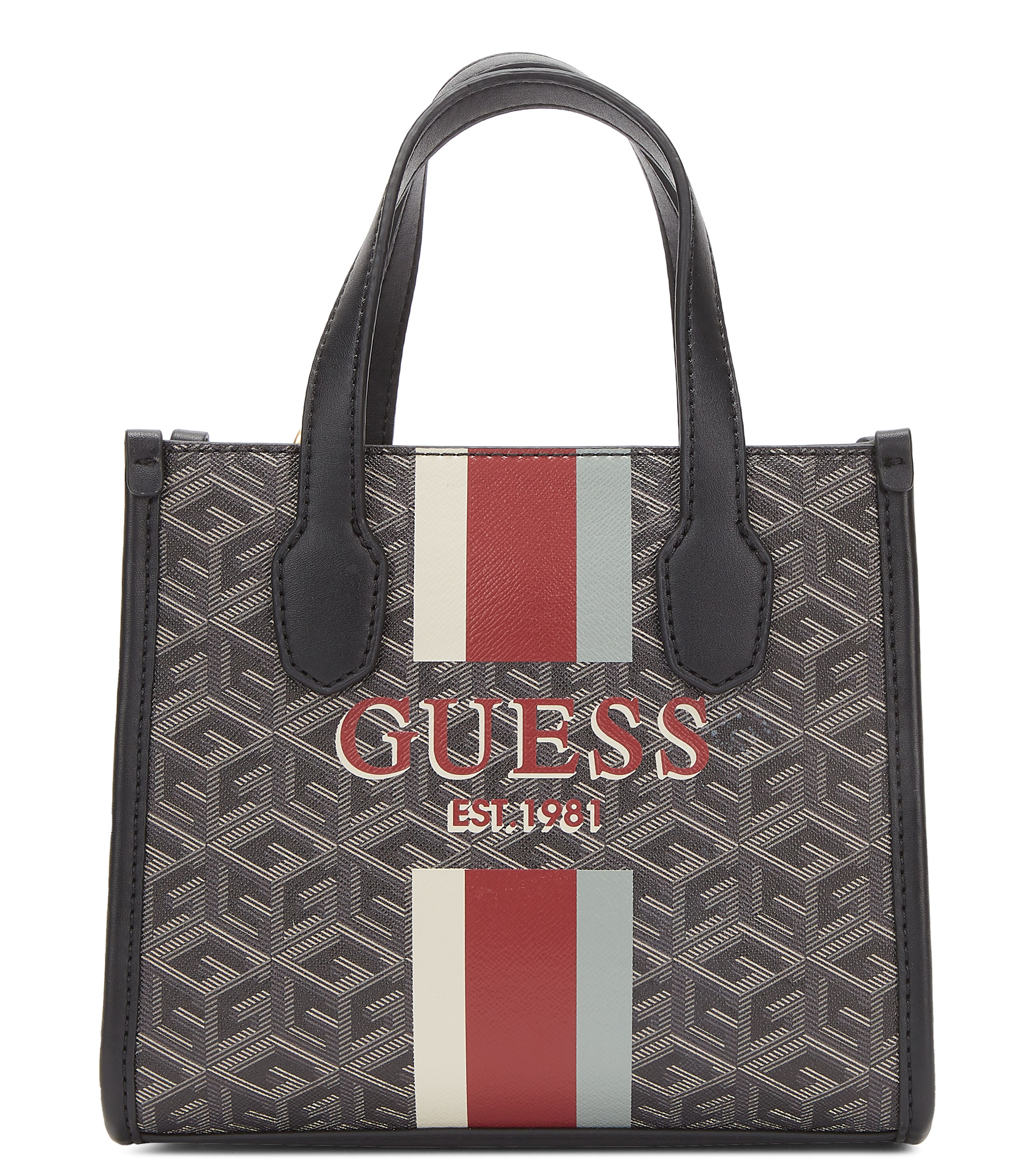 Guess: Bolsa mini Tote negra Silvana con estampado Mujer | El Palacio ...