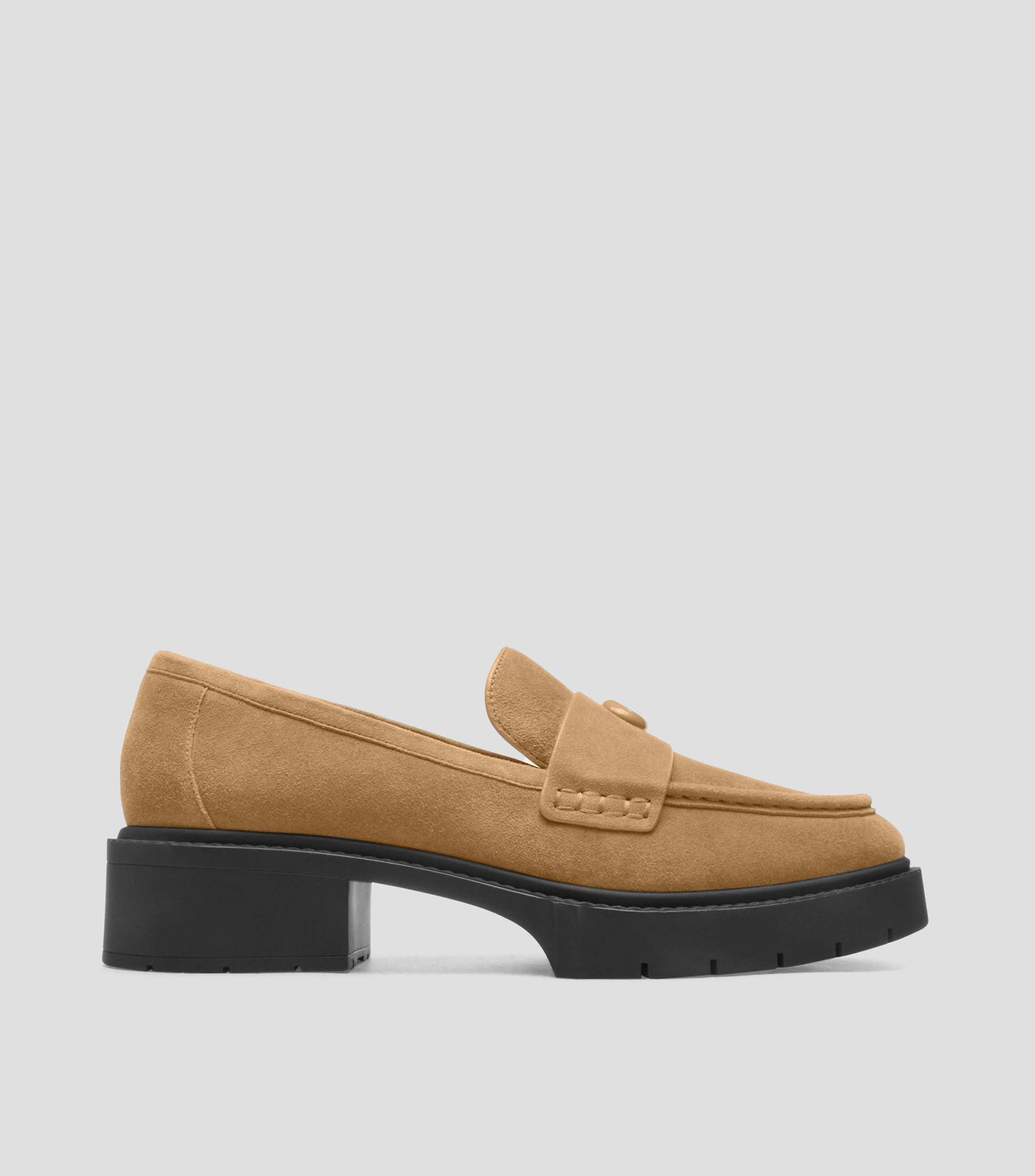 COACH: Mocasines Leah en piel con tacón bajo ancho y monogram Mujer ...