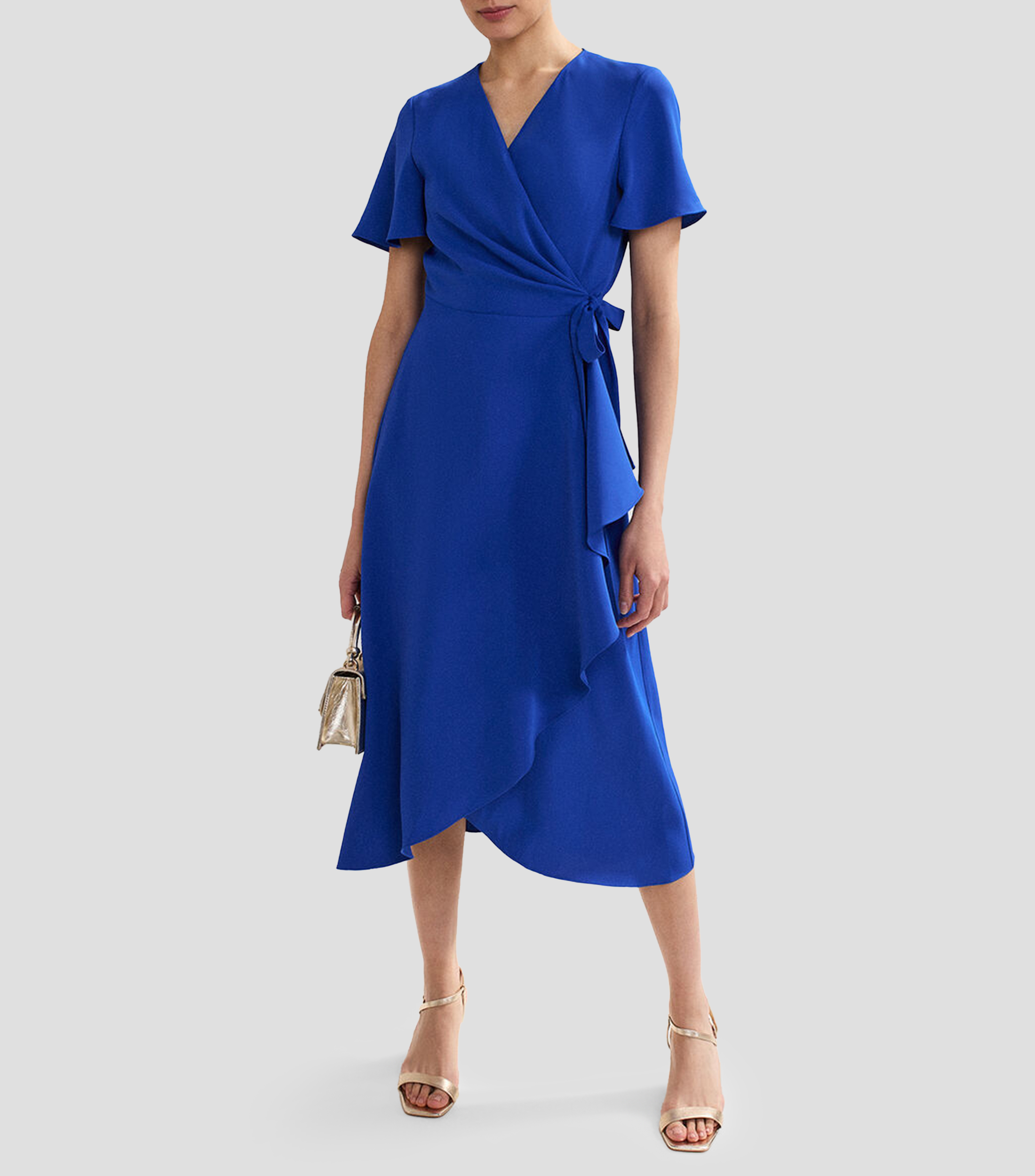 Phase Eight Vestido largo formal con manga corta liso Julissa Wrap ...