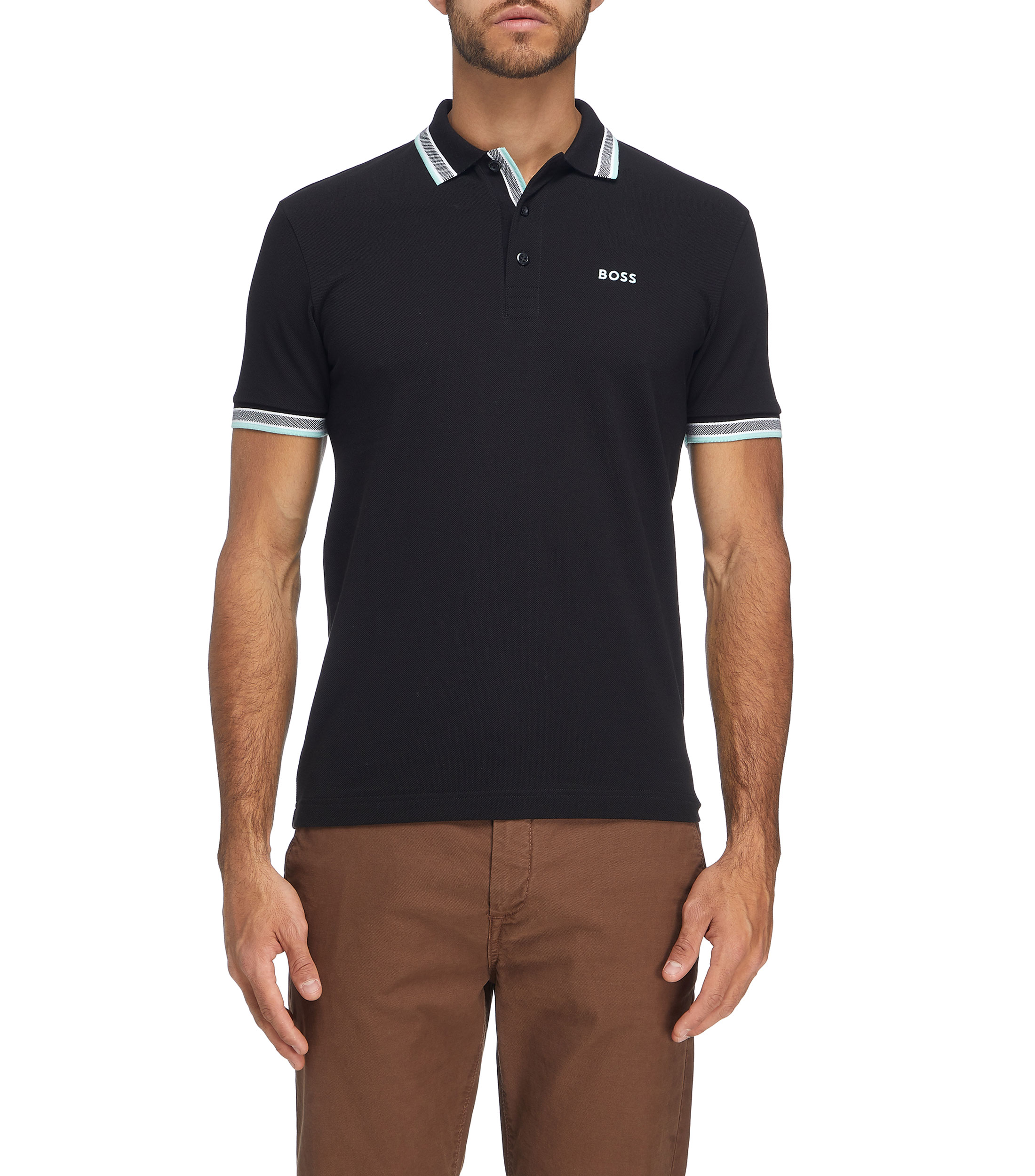 Boss: Playera tipo polo Boss con logo curvado Hombre | El Palacio de Hierro