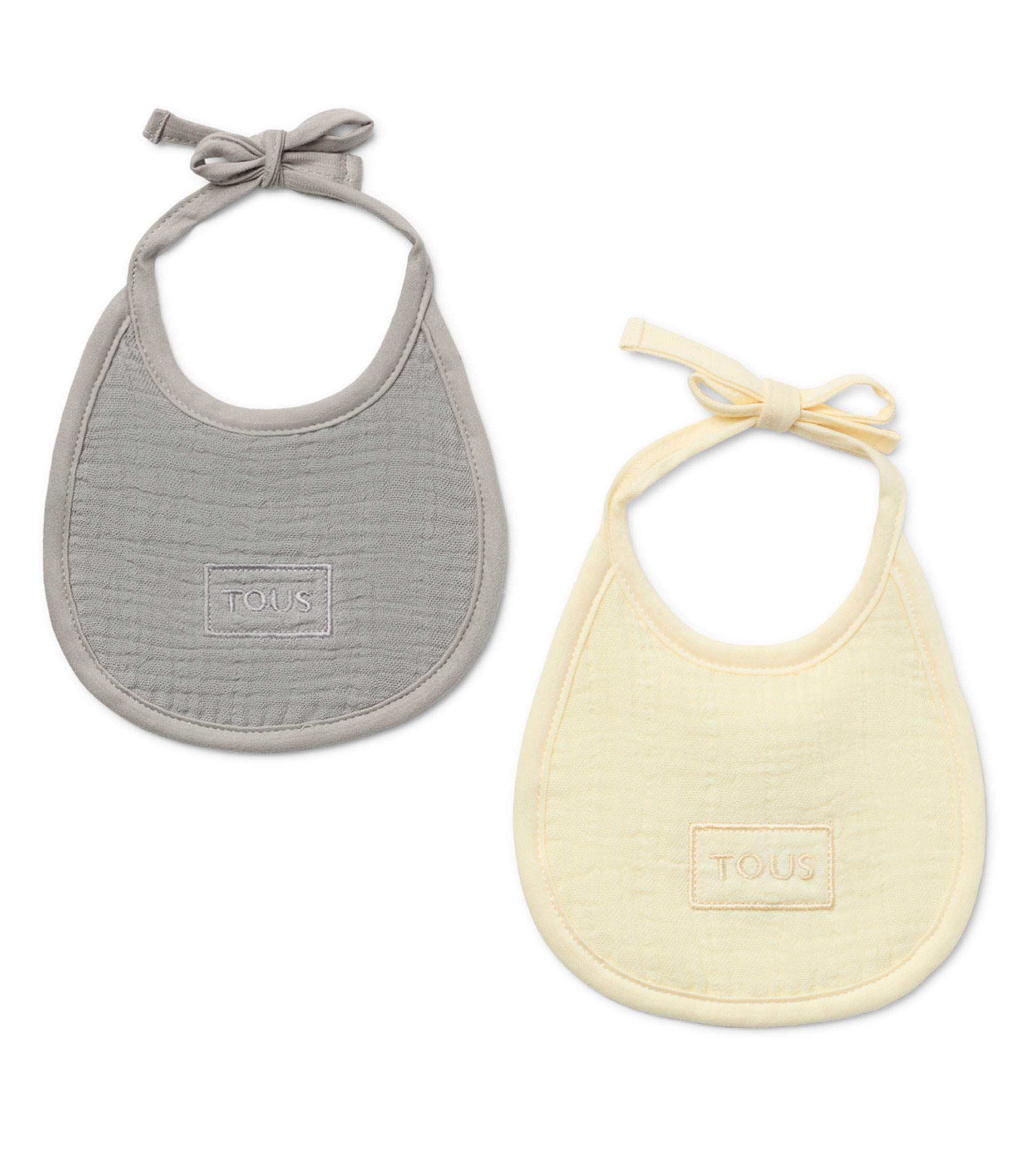 Baby Tous Set 2 Baberos en algodón amarillo y gris Bebé - El Palacio de ...