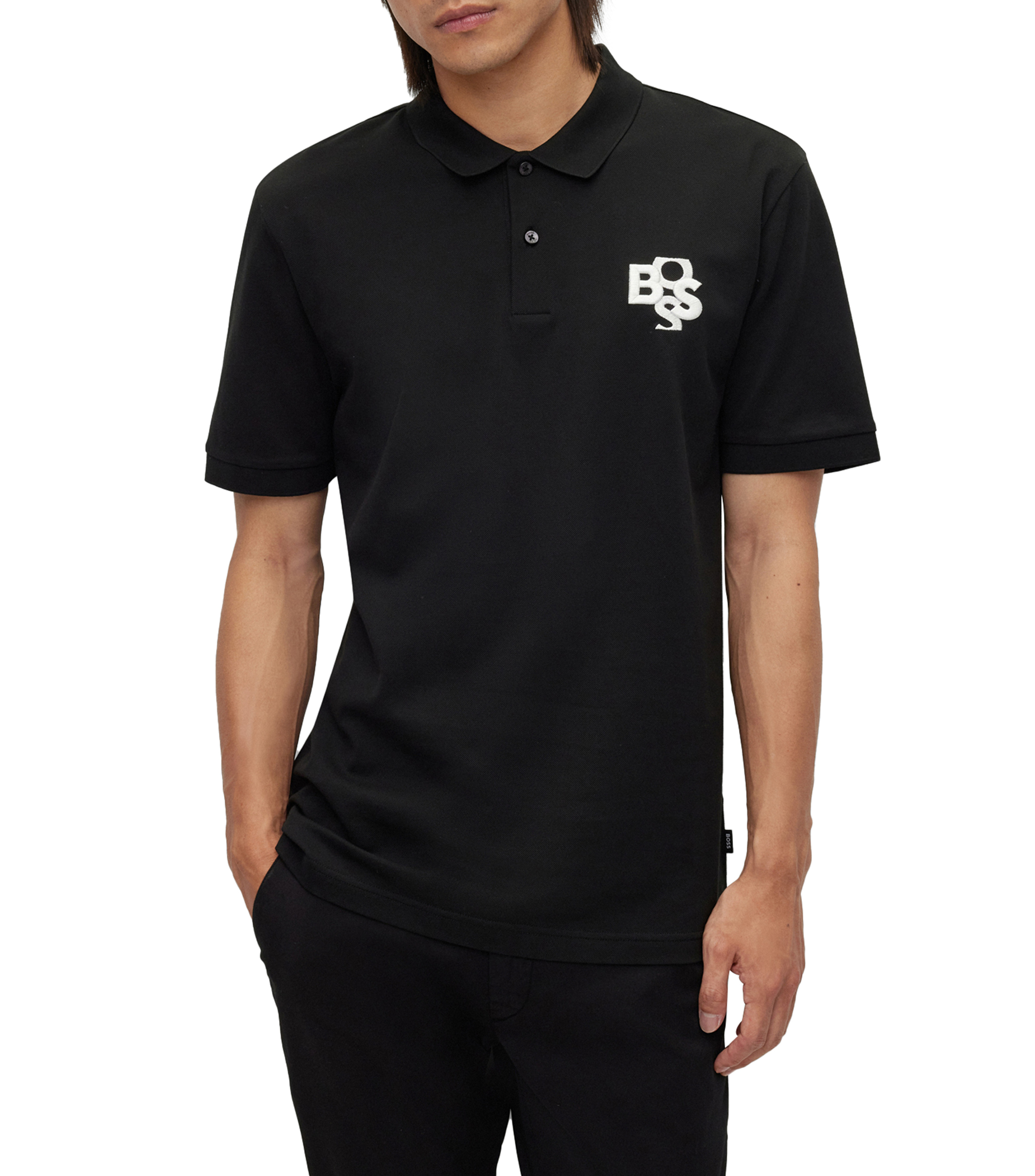 Boss: Playera tipo Polo negro de manga corta Hombre | El Palacio de Hierro