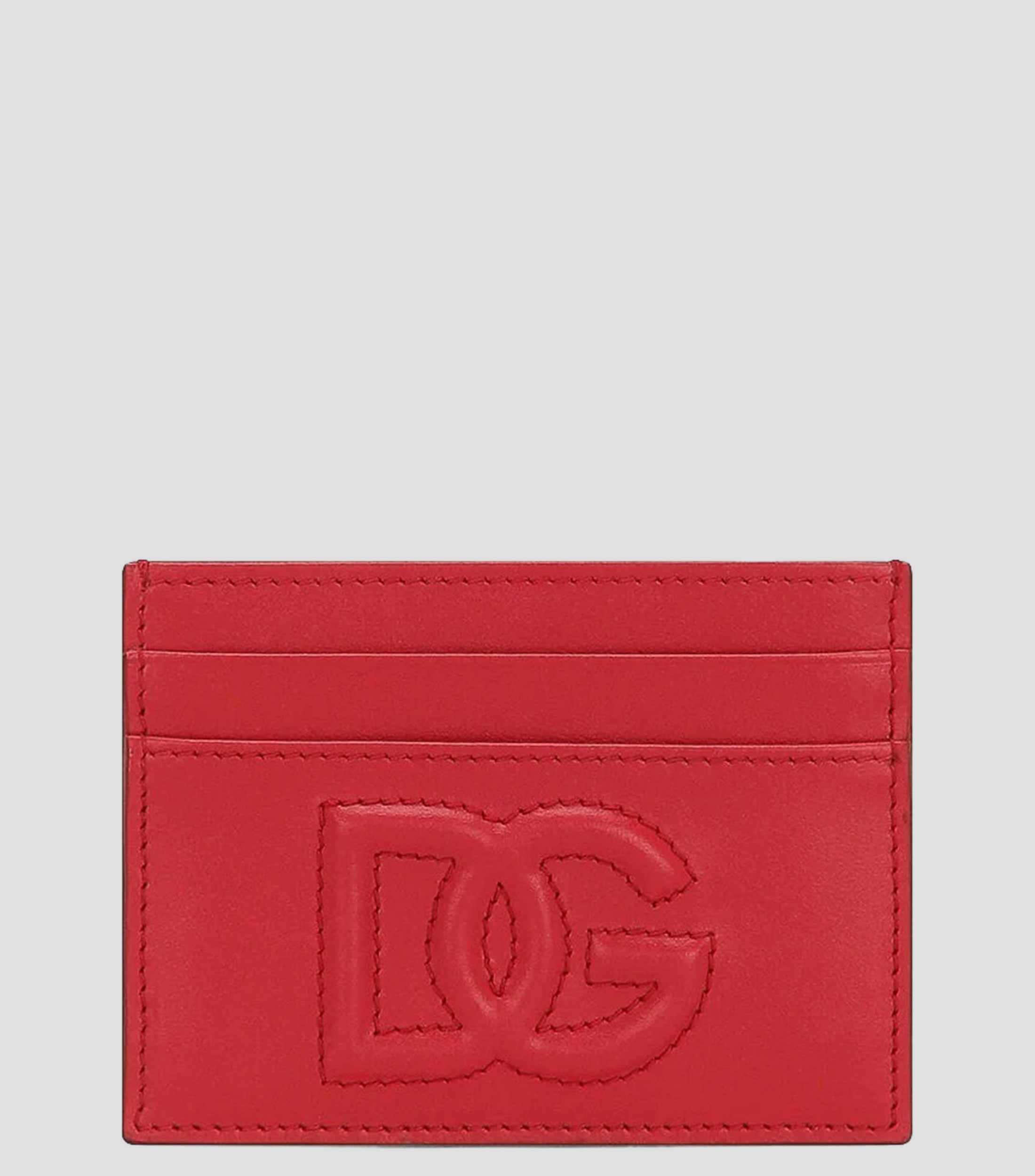 Dolce & Gabbana: Tarjetero rojo en piel de becerro con logo Unisex | El ...