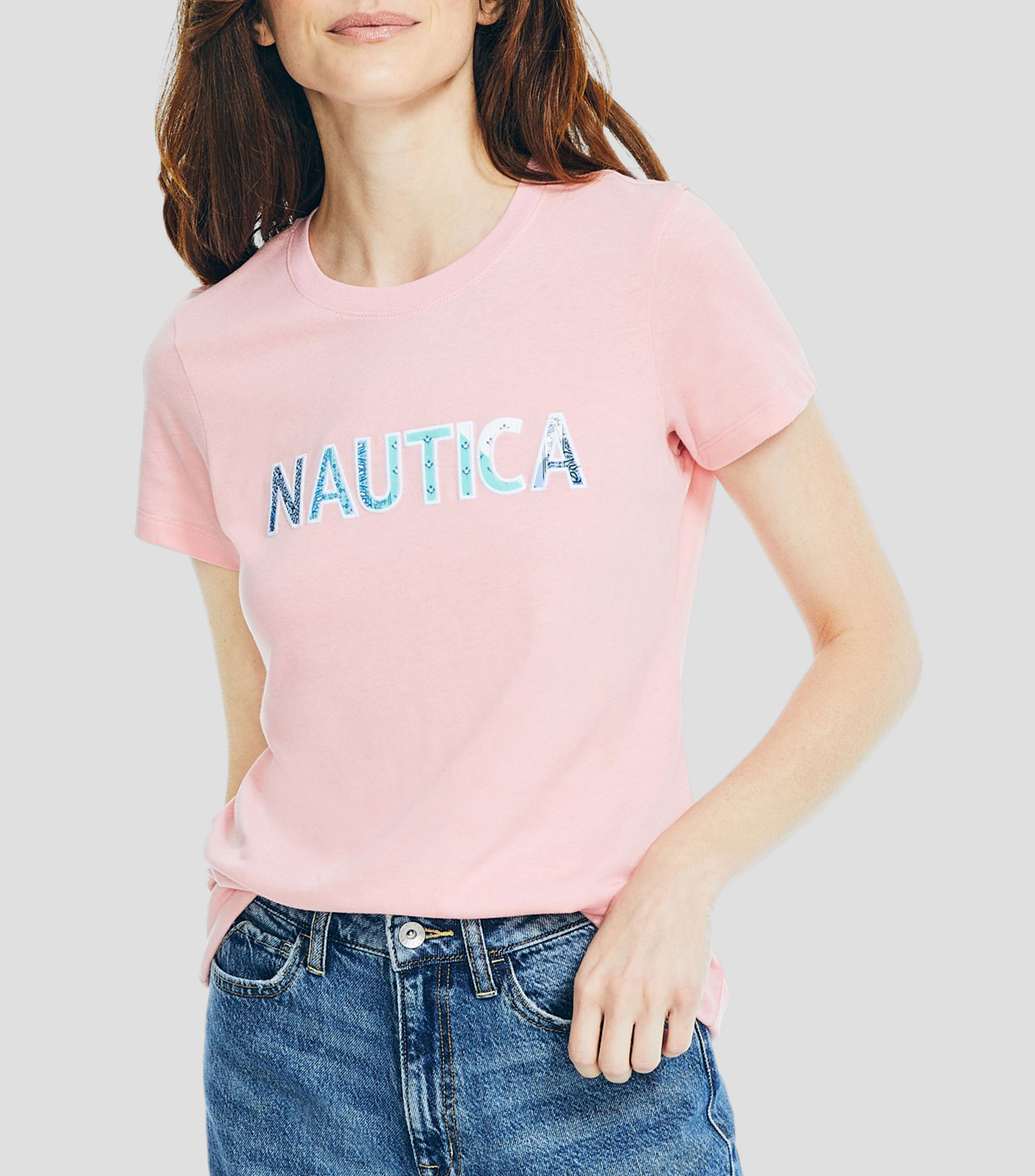 Nautica Playera rosa de cuello redondo y manga corta Mujer - El Palacio ...